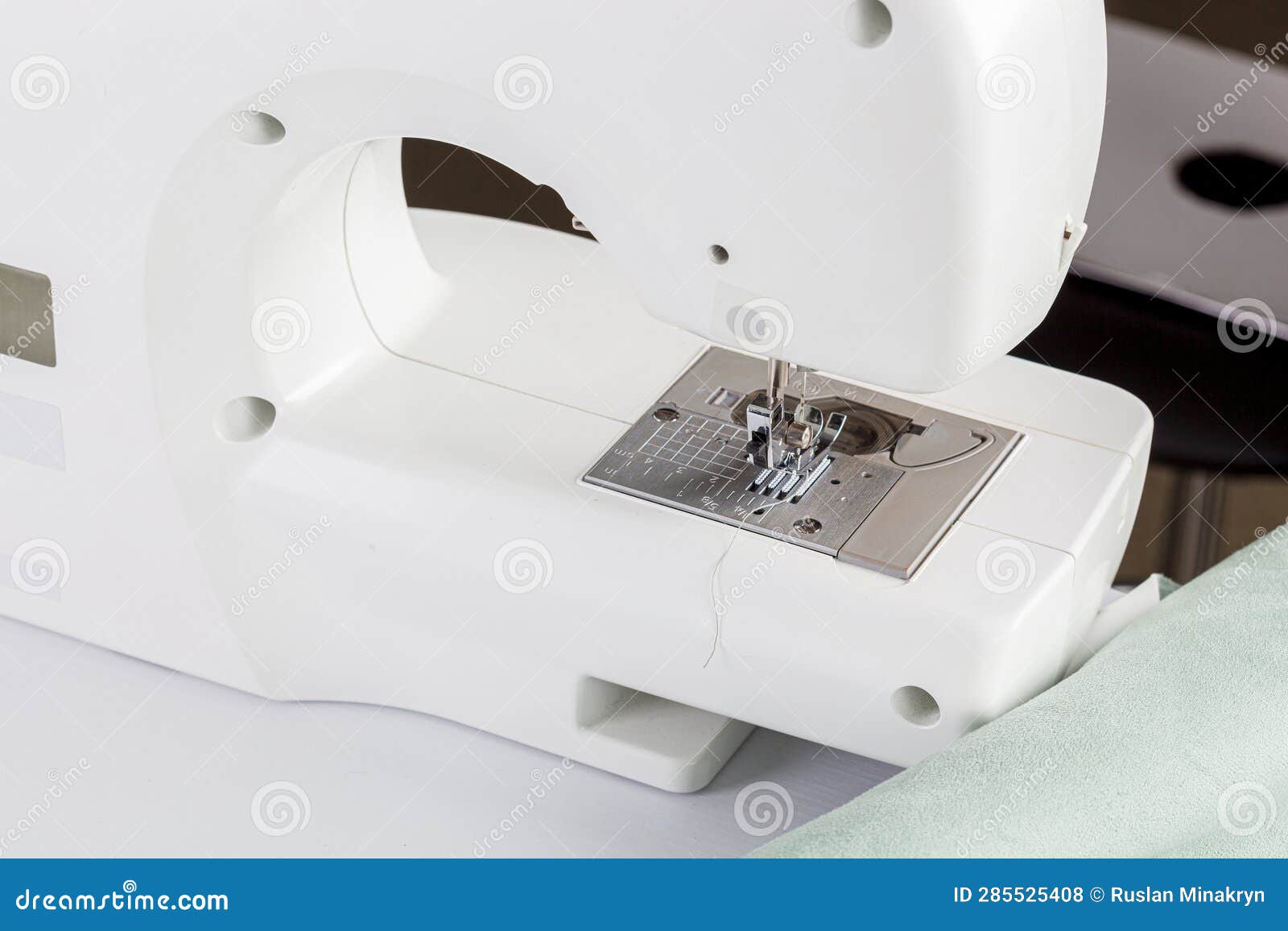 Sewing Machine, Stitching Fabrics, Needle in a Round Plan Stock Photo ...