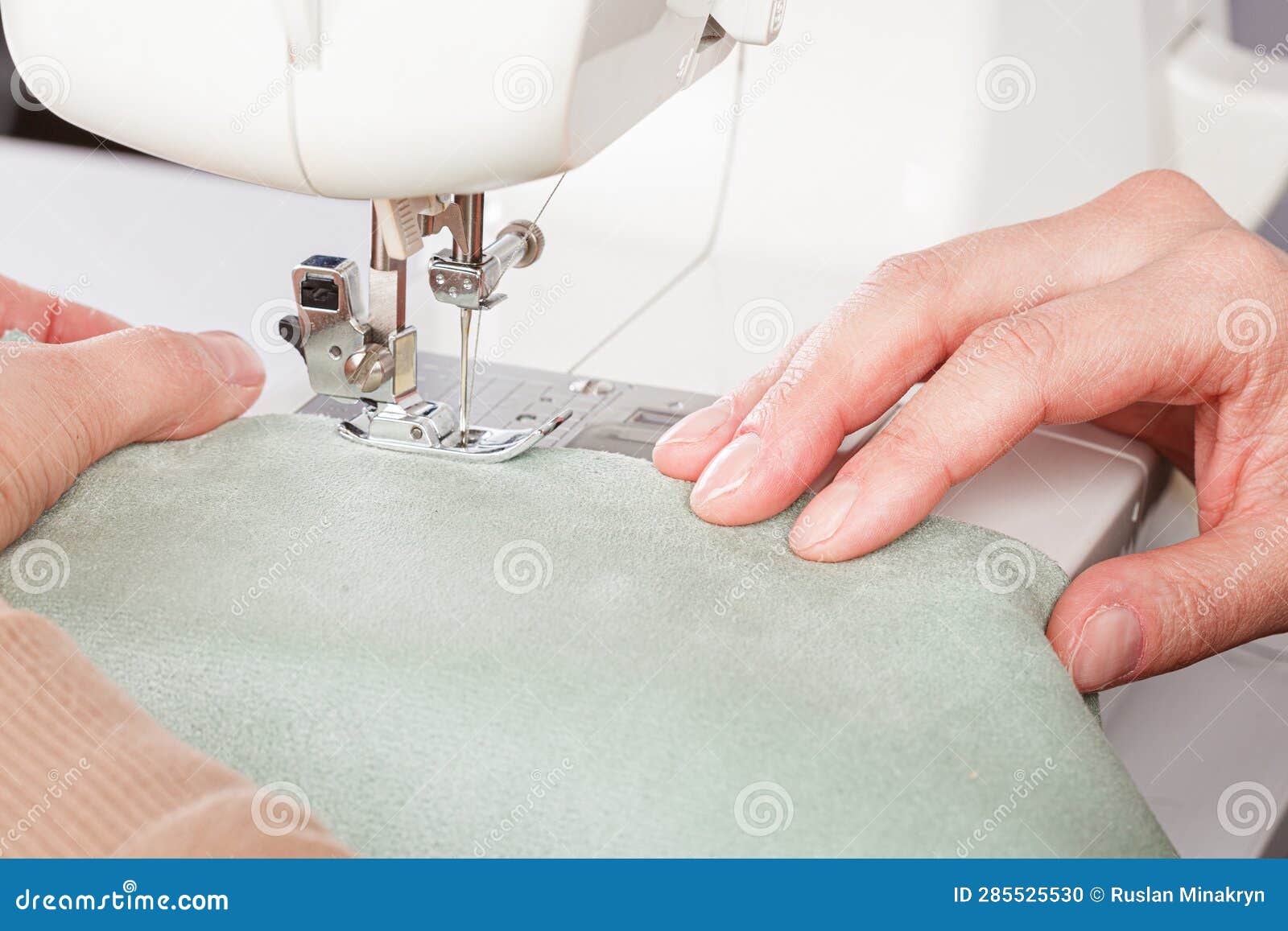 Sewing Machine, Stitching Fabrics, Needle in a Round Plan Stock Photo ...