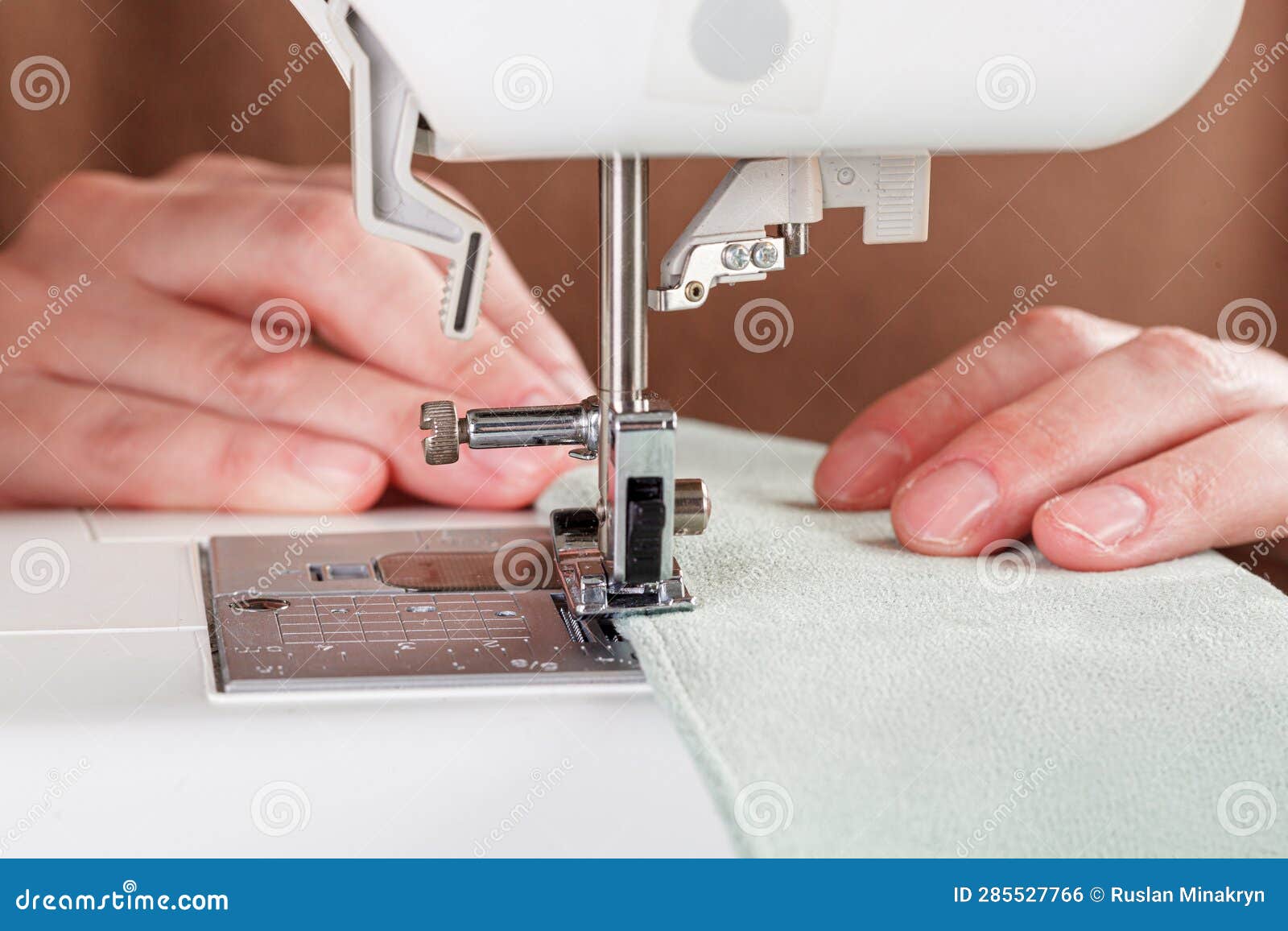 Sewing Machine, Stitching Fabrics, Needle in a Round Plan Stock Photo ...