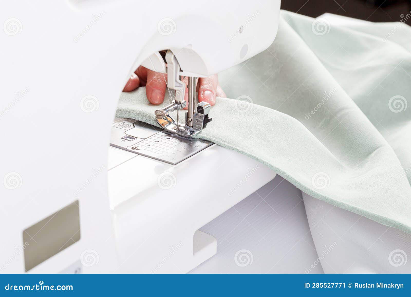 Sewing Machine, Stitching Fabrics, Needle in a Round Plan Stock Image ...