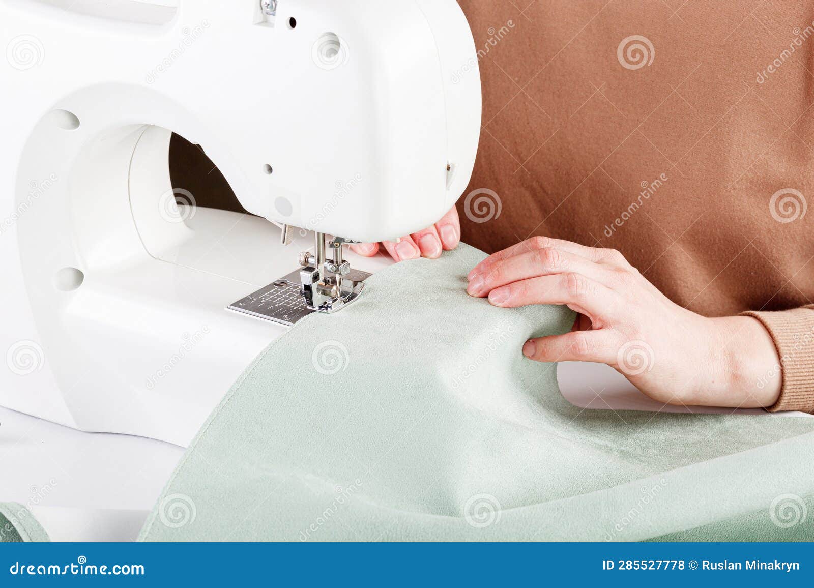 Sewing Machine, Stitching Fabrics, Needle in a Round Plan Stock Photo ...