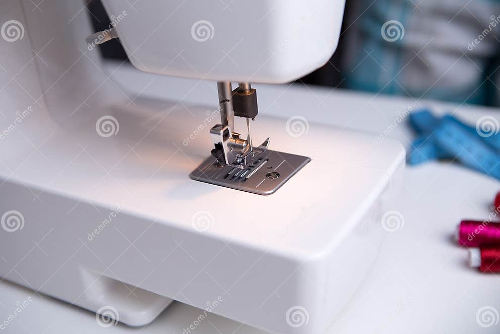 Sewing-machine on Table with Coils Stock Image - Image of metal ...