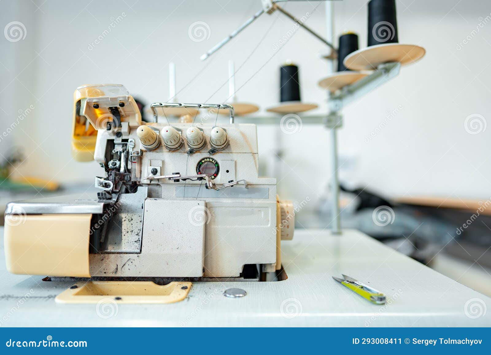 Sewing Machine in Textile Factory Close Up Stock Image - Image of ...