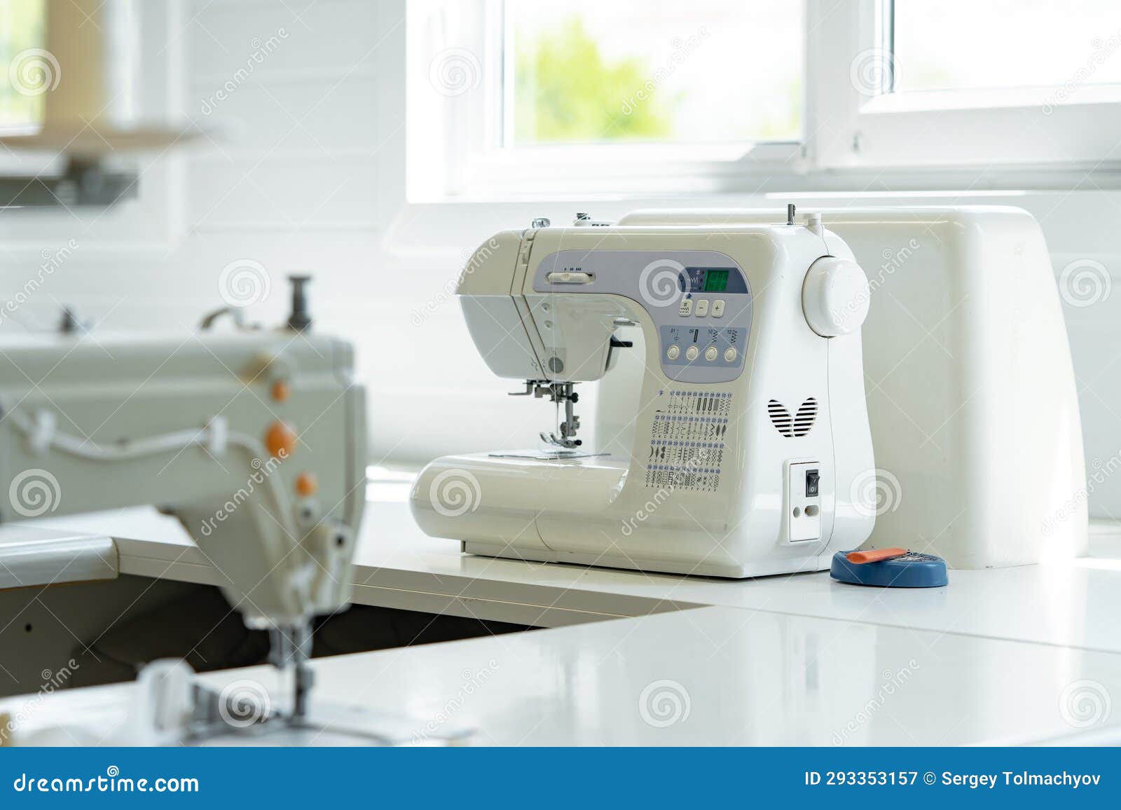 Sewing Machine in Textile Factory Close Up Stock Image - Image of ...