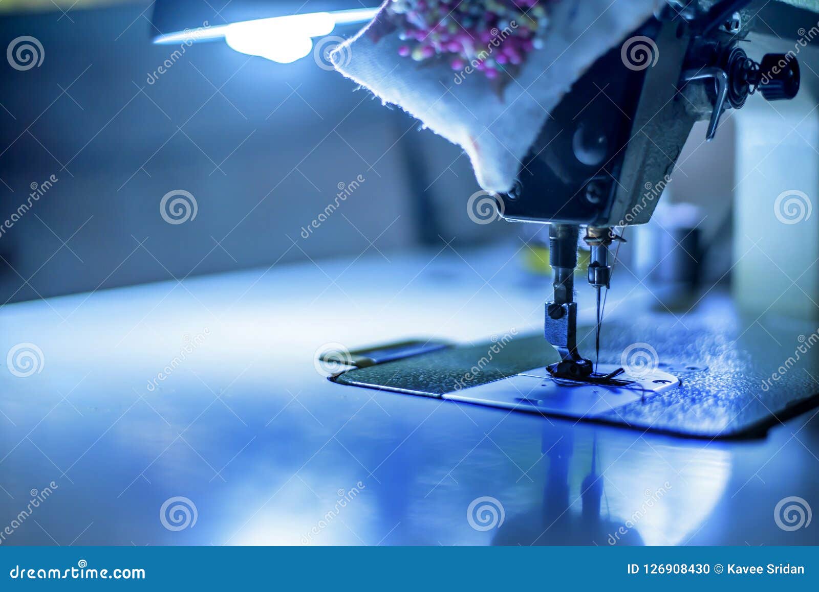 Sewing machine with thread stock photo. Image of industrial - 126908430
