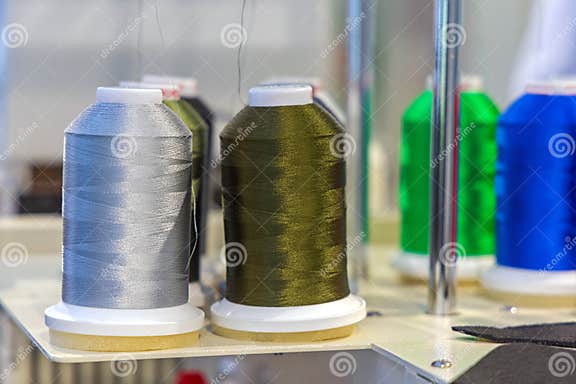 Sewing Machine Thread Spools Stock Photo - Image of fashion, sewing ...