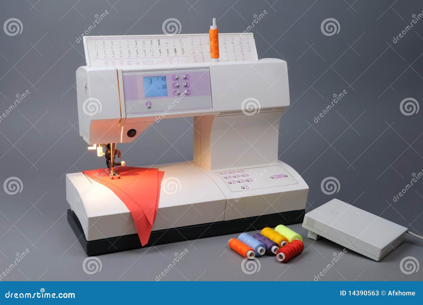 Sewing Machine with Threads and Fabric Stock Image - Image of dials ...