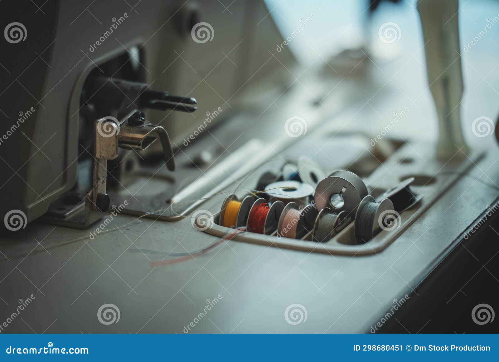 Sewing machine and threads stock image. Image of creative - 298680451