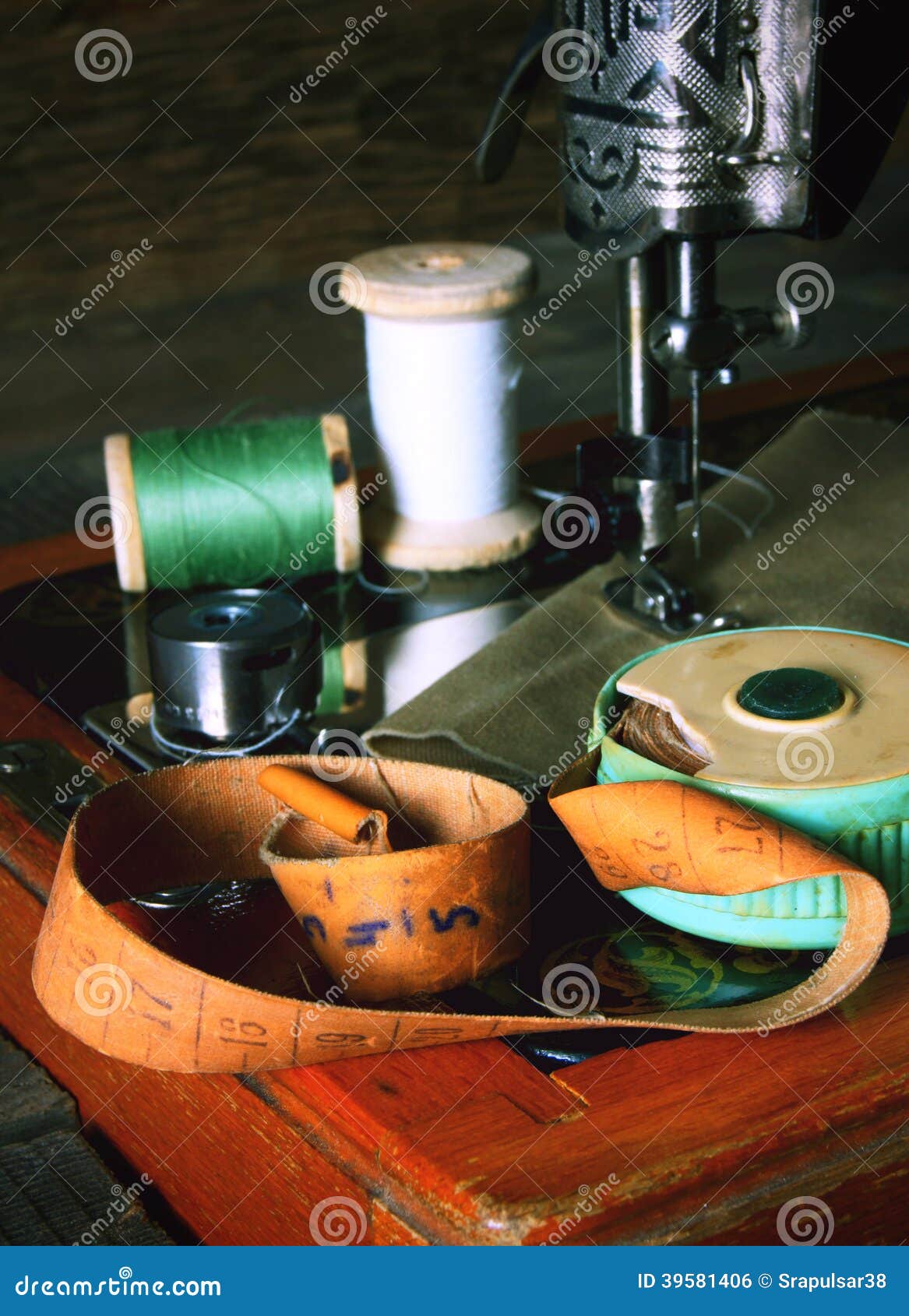 The Sewing Machine and Tools. Stock Photo - Image of machine, scissor ...