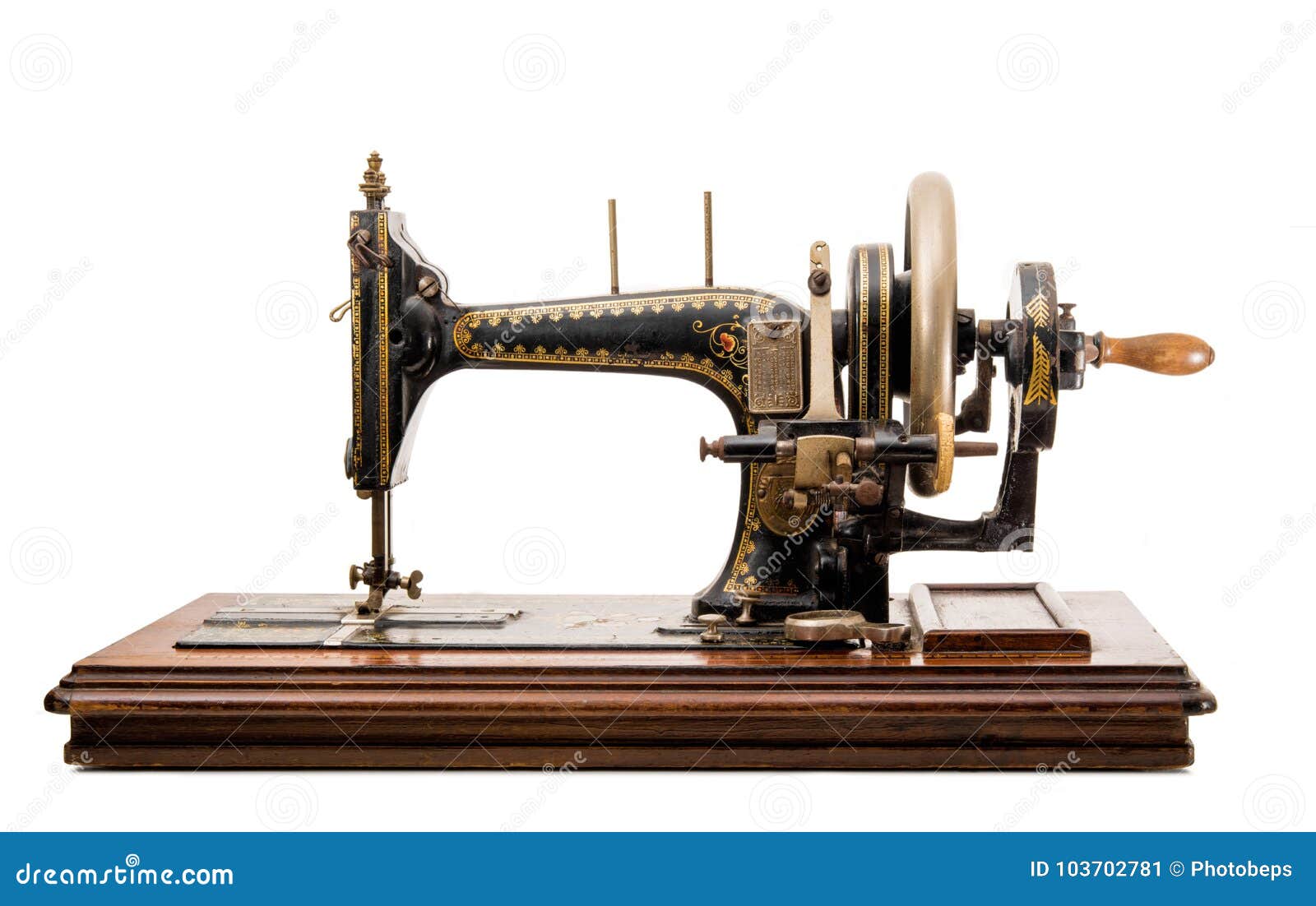 Sewing Machine on White Background Stock Image - Image of woodworking ...