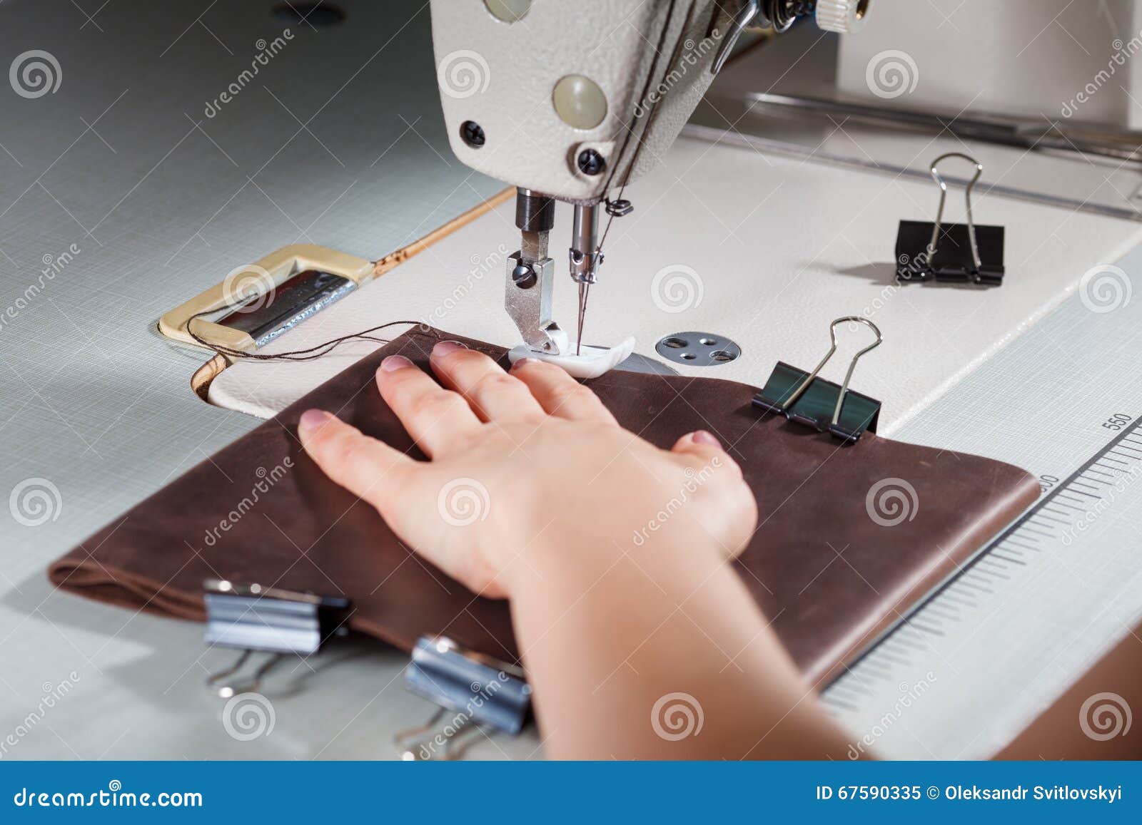 Sewing Machine with Womans Hands Stock Image - Image of embroidery ...