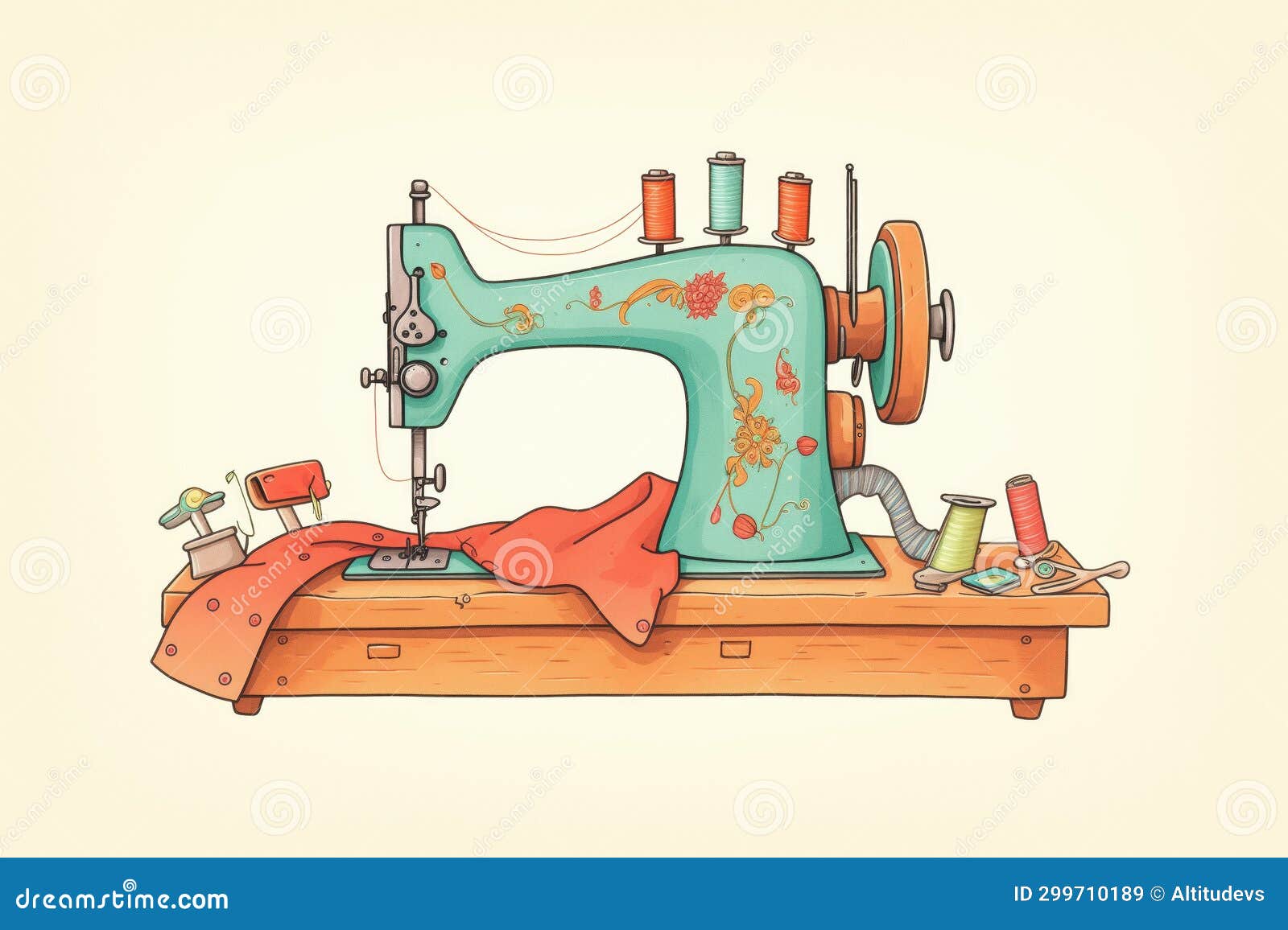 A Sewing Machine Working on a Piece of Fabric Stock Image - Image of ...