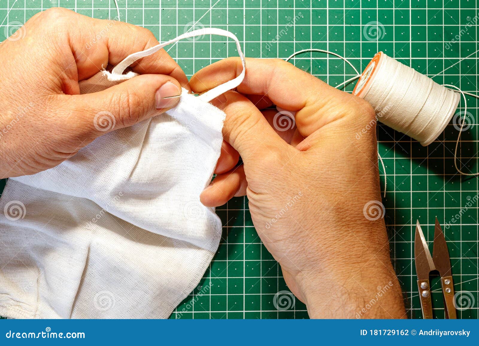 Sewing a mask at home, stock photo. Image of dress, conscience - 181729162