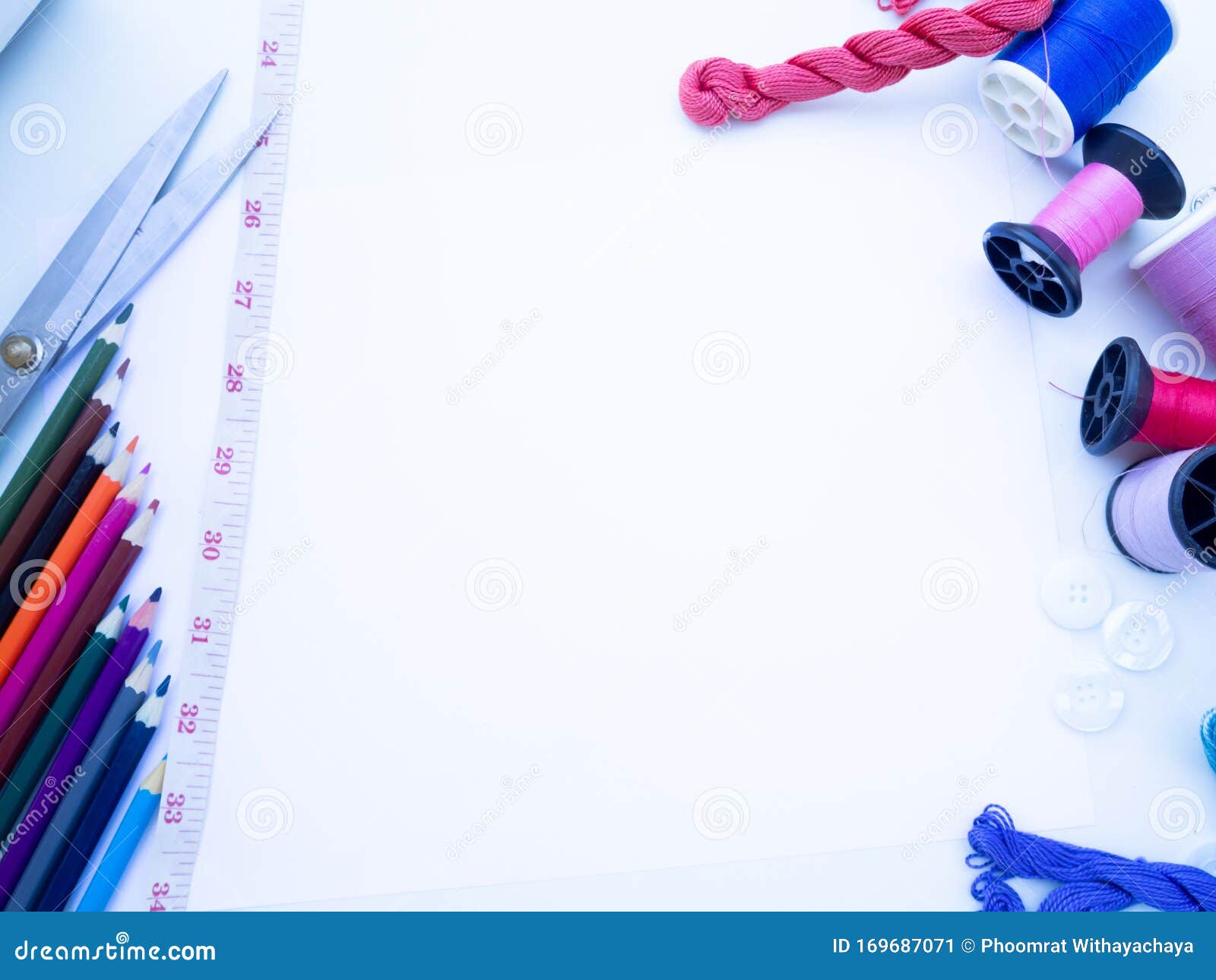 Sewing Materials Isolated on a White Background for Designer Stock ...
