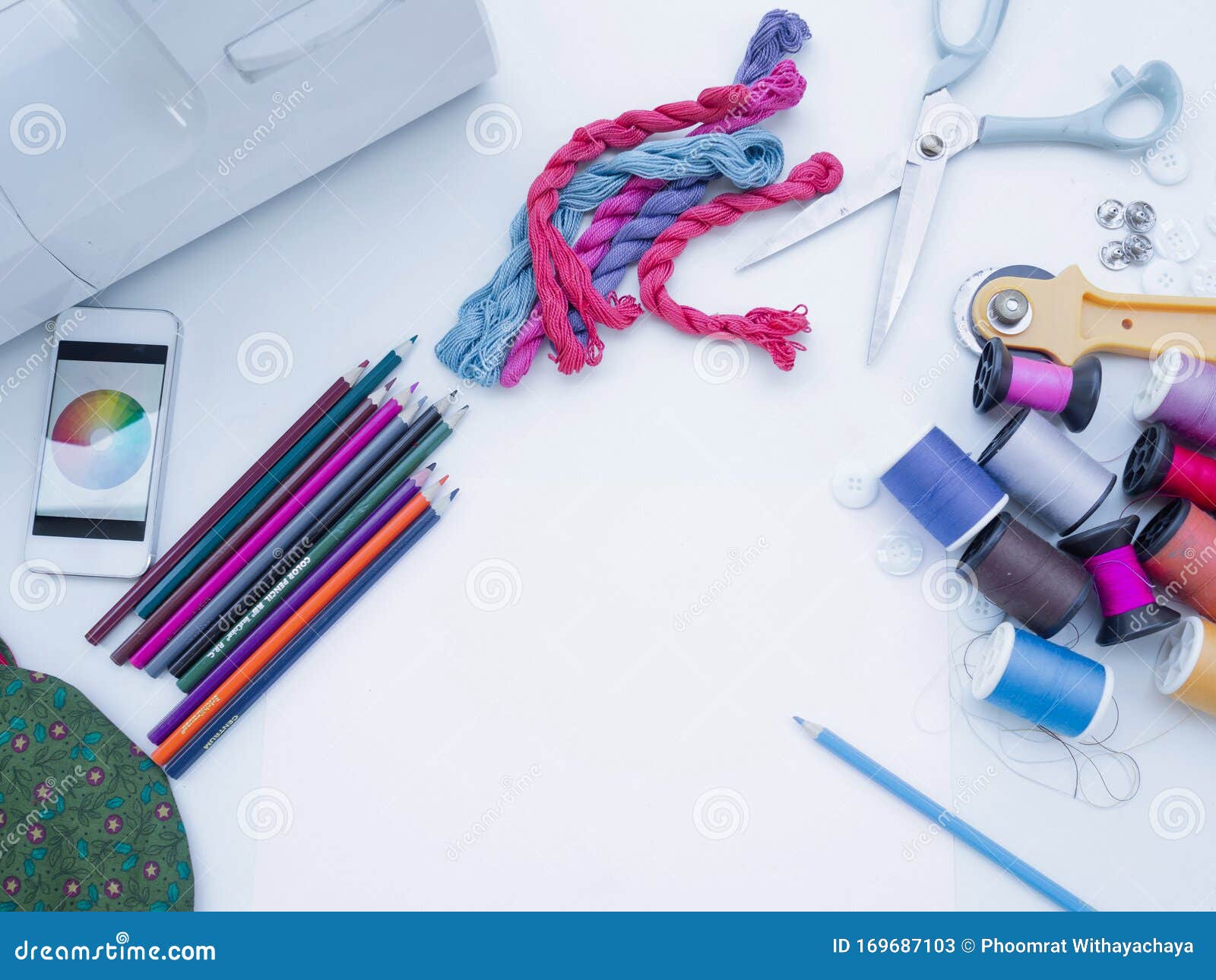 Sewing Materials Isolated on a White Background for Designer Stock ...