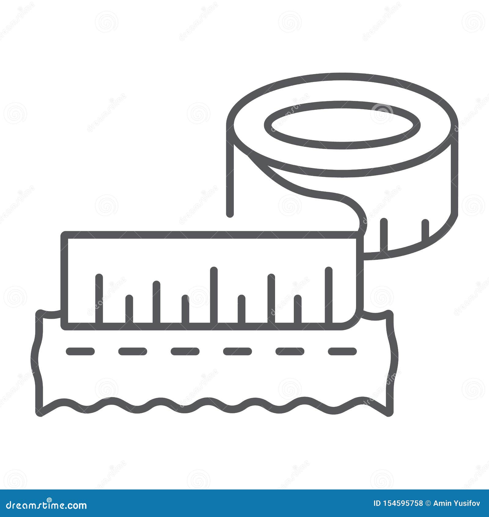 Sewing Meter Thin Line Icon, Ruler and Tailor, Measuring Tape Sign ...