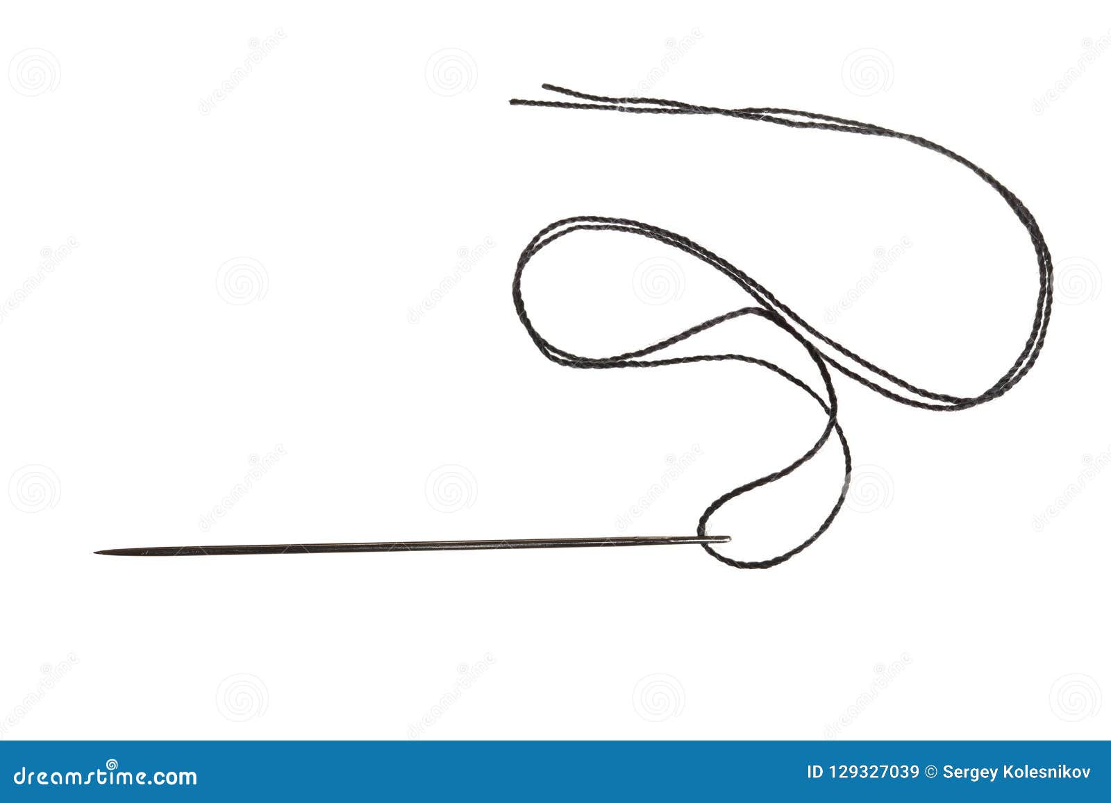 Sewing Needle With Black Thread, Isolated On White Background Royalty ...