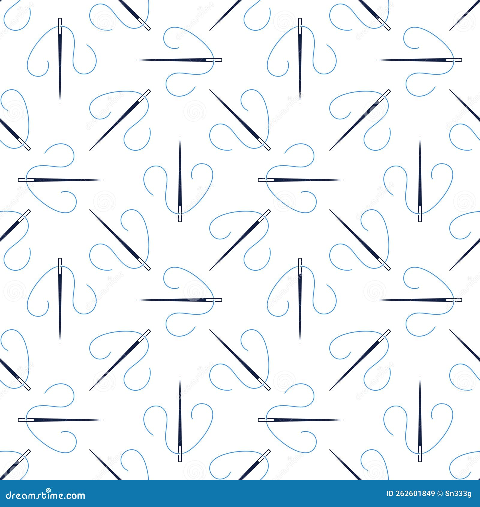 Sewing Needle with Blue Thread Vector Geometric Seamless Pattern Stock ...
