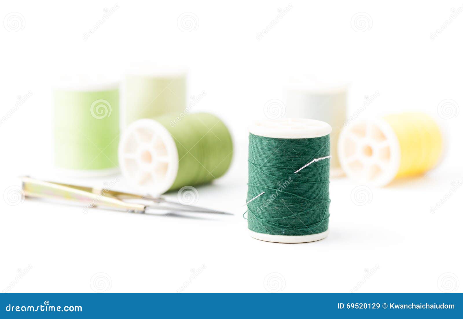 Sewing Needle in Green Thread Stock Image - Image of needle, embroidery ...