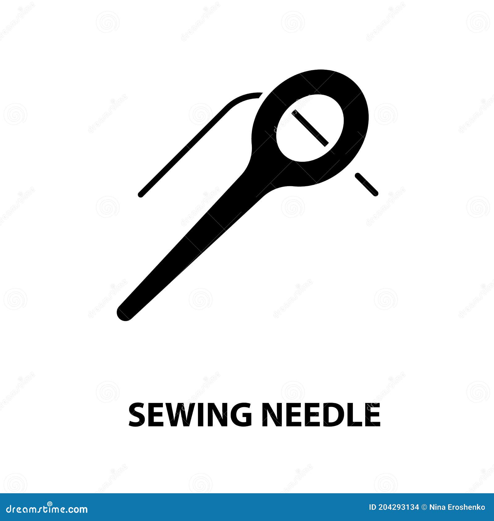 Sewing Needle Icon, Black Vector Sign with Editable Strokes, Concept ...
