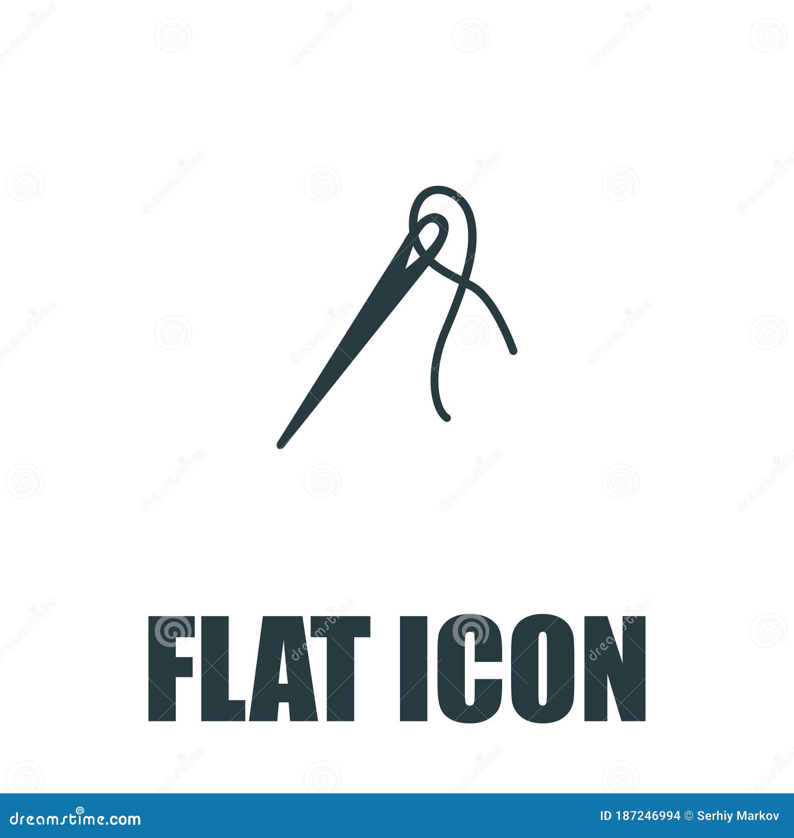 Sewing needle Icon Flat stock illustration. Illustration of icon ...