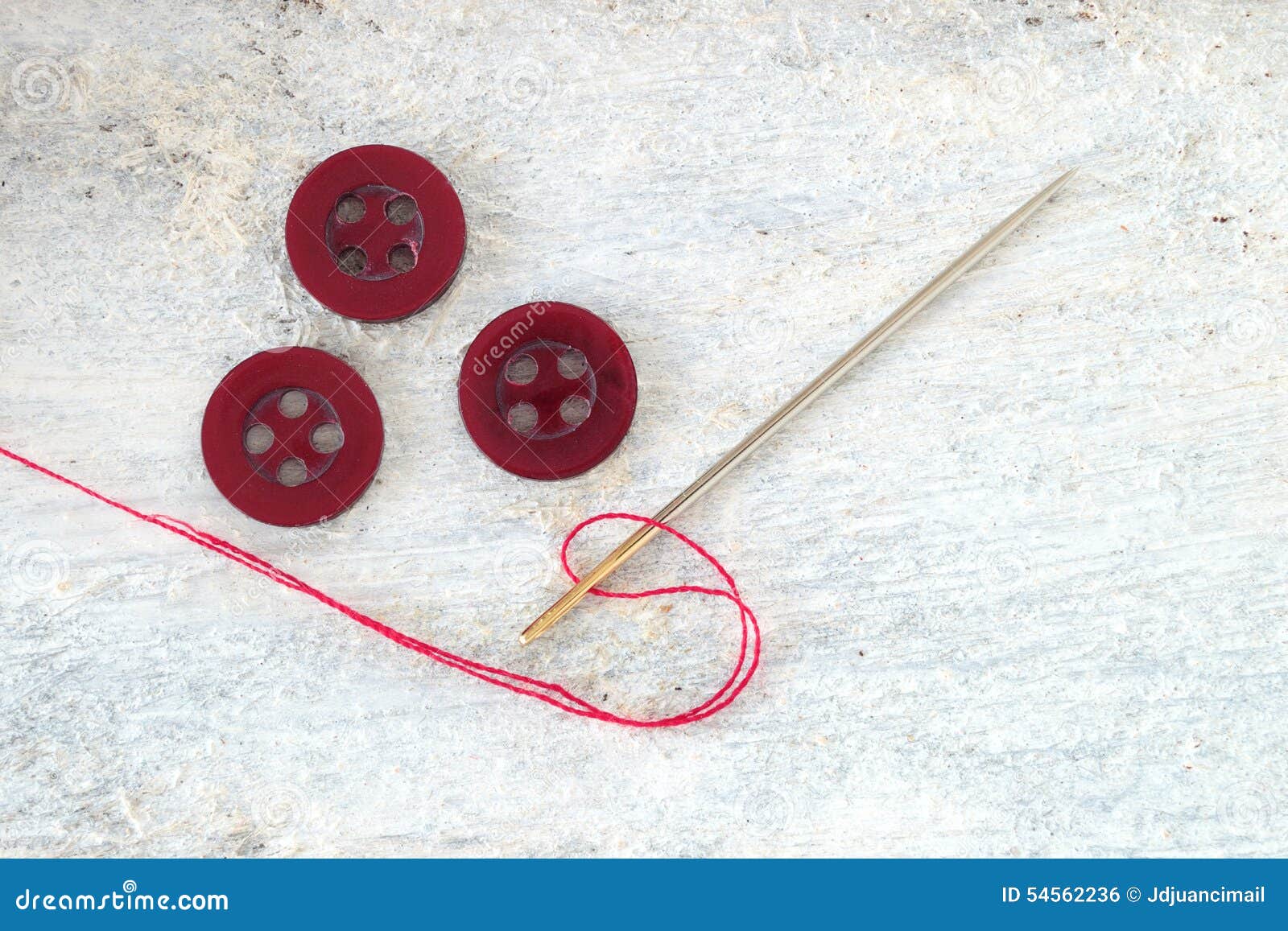 Sewing Needle, Red Thread and a Button Top View Stock Illustration ...