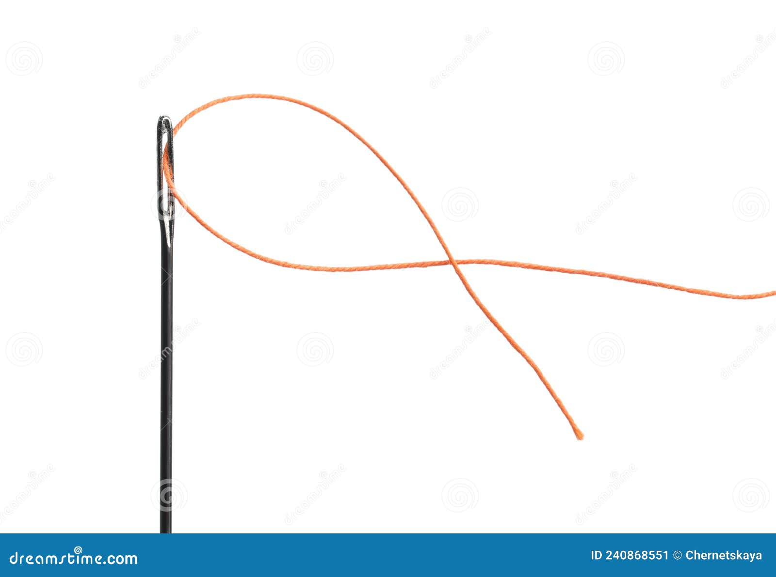 Sewing Needle with Red Thread Isolated on White Stock Image - Image of ...