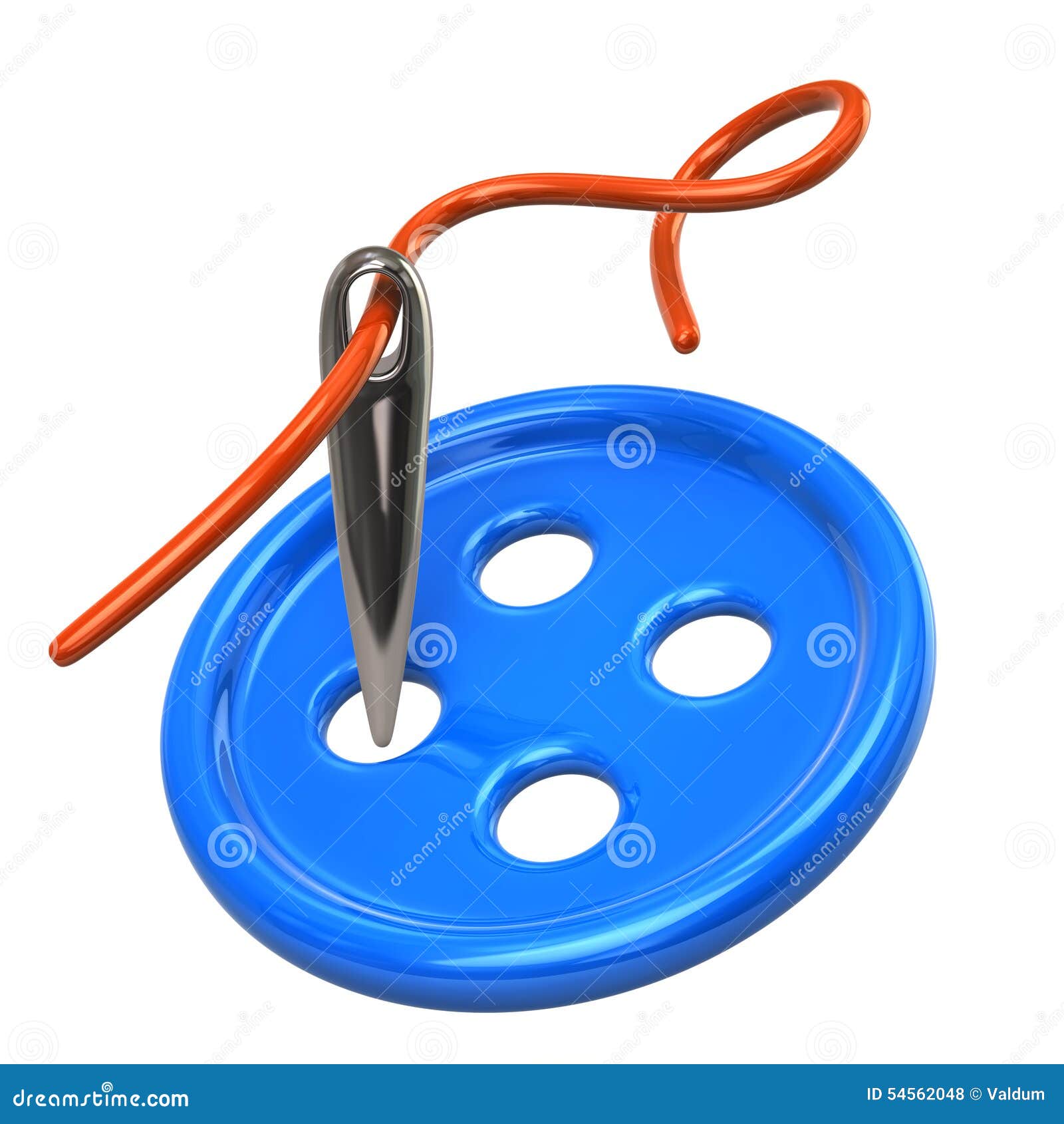 Sewing Needle, Thread and Blue Button Stock Illustration - Illustration ...