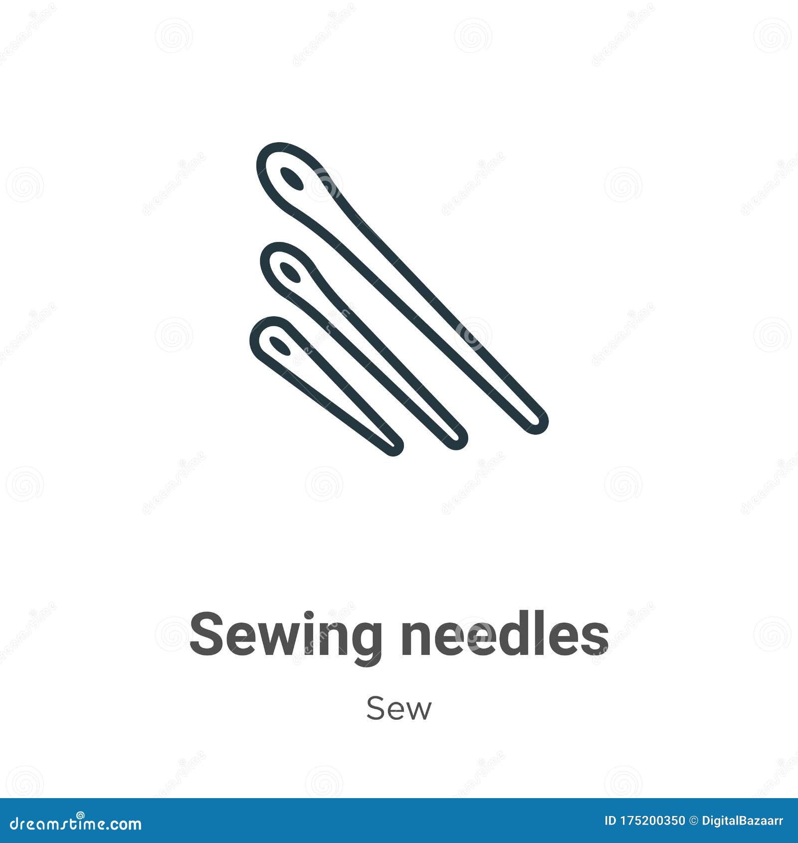 Sewing Needles Outline Vector Icon. Thin Line Black Sewing Needles Icon ...
