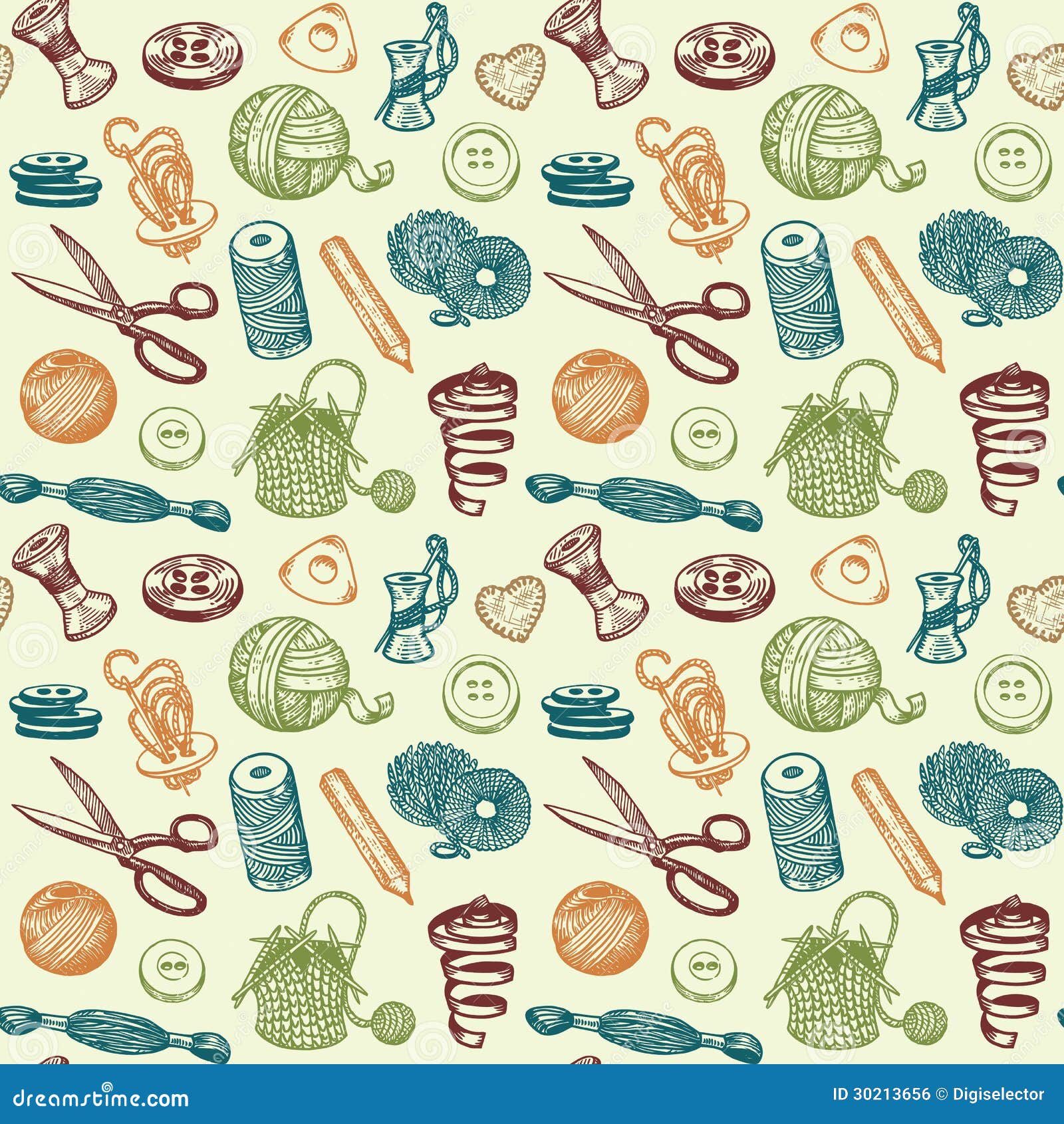 Sewing and Needlework Seamless Pattern Vector Stock Vector - Illustration of machine, doodles ...