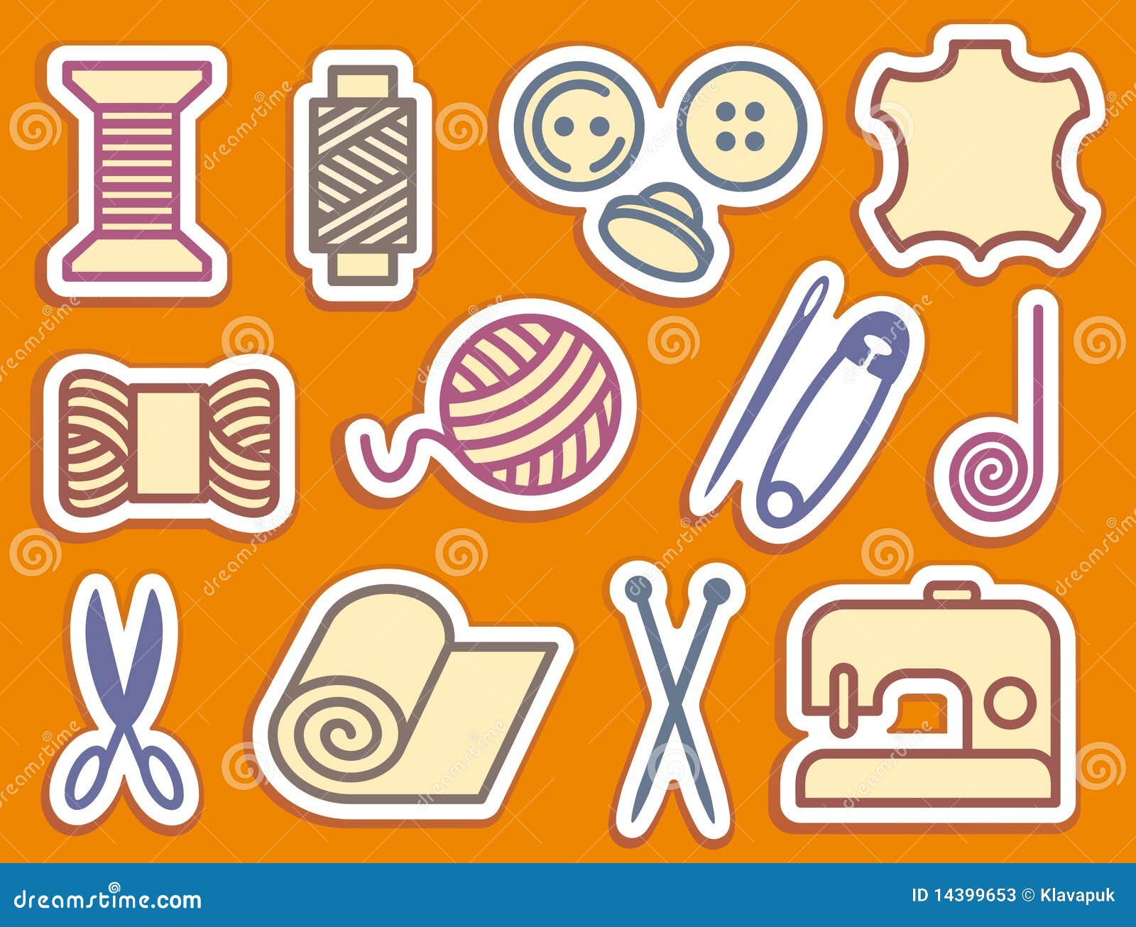 Sewing and Needlework Icons Stock Vector - Illustration of craft ...