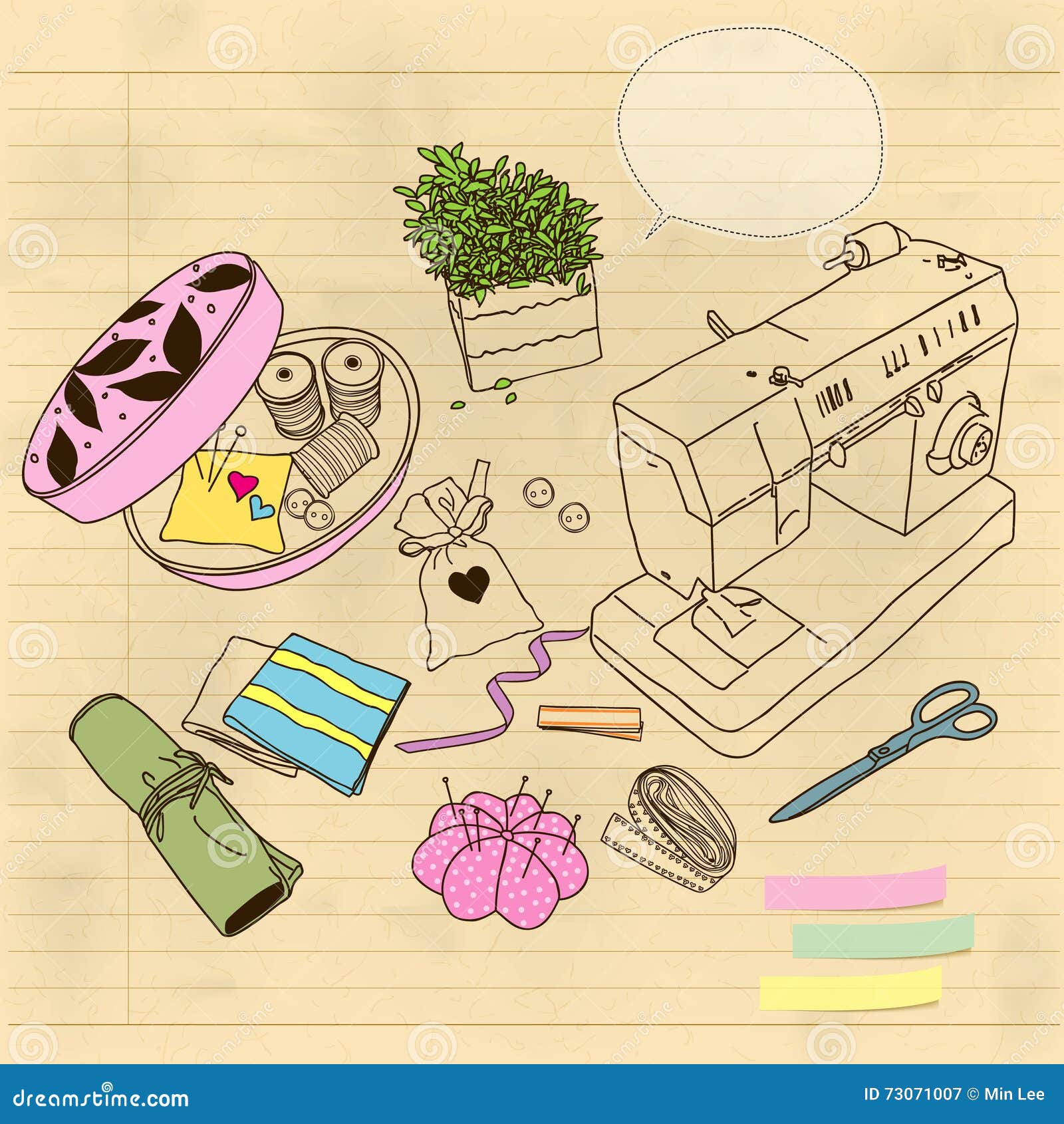 Sewing and needlework stock vector. Illustration of sketch - 73071007