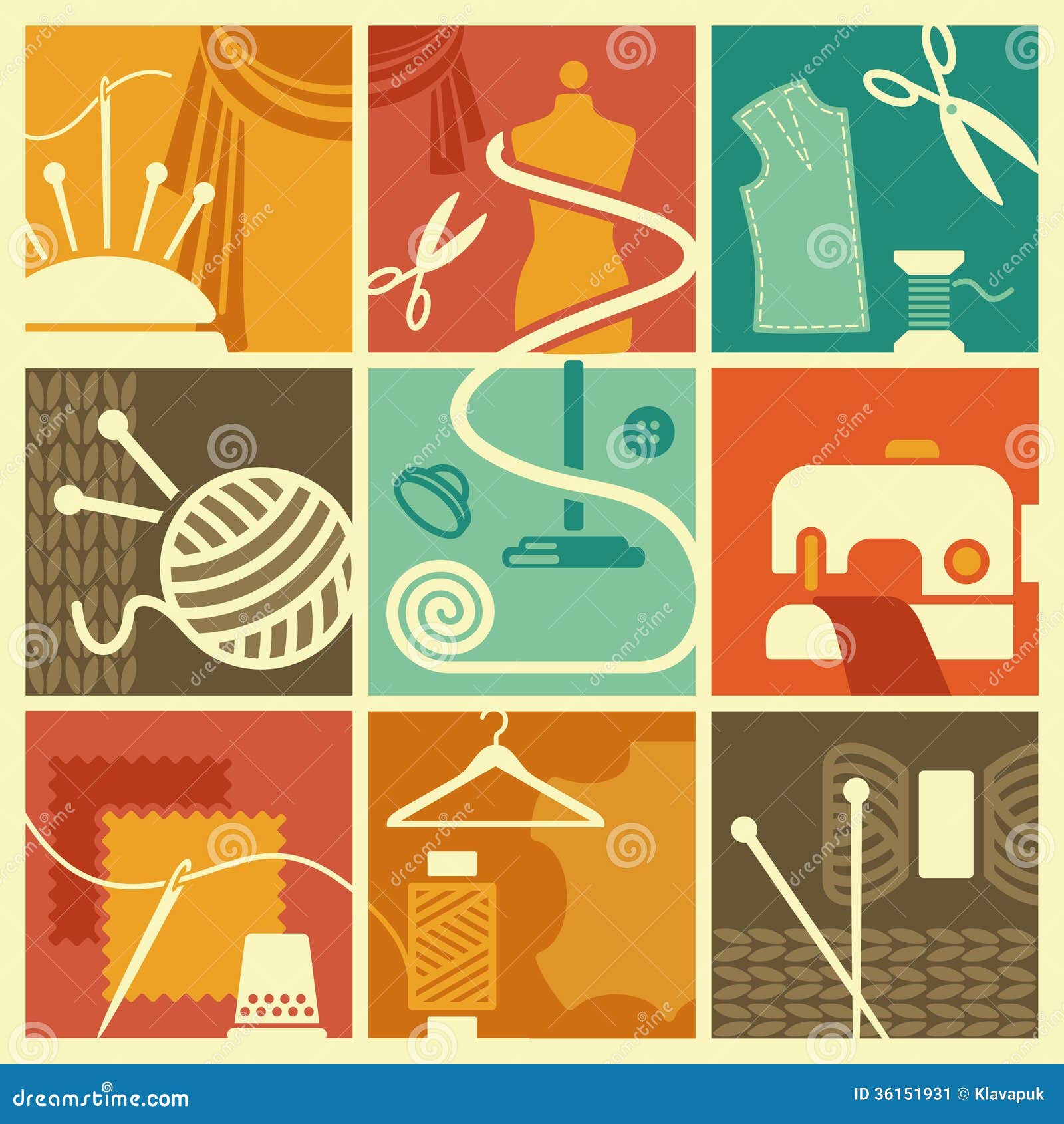 Sewing and Needlework Symbols Stock Vector - Illustration of ...