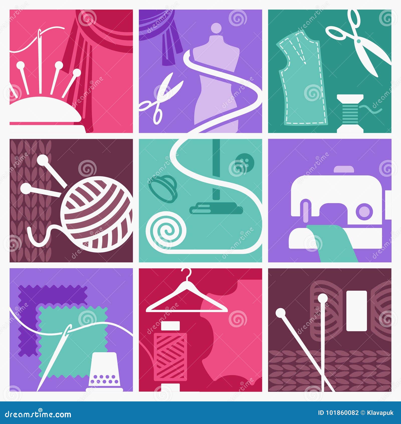 Sewing and Needlework Symbols Stock Vector - Illustration of equipment ...