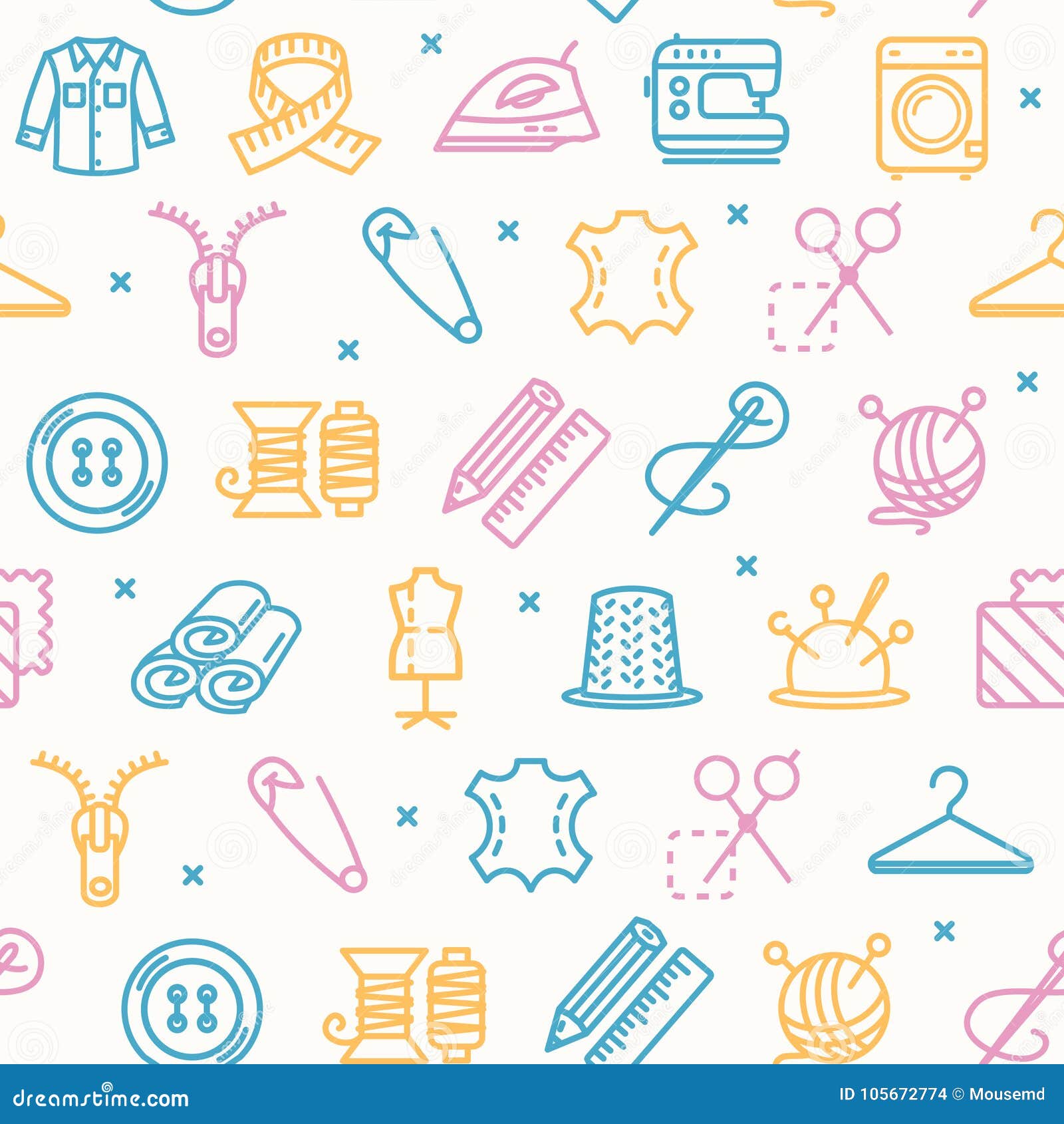 Sewing and Needlework Tool Pattern Background on a White. Stock Vector ...