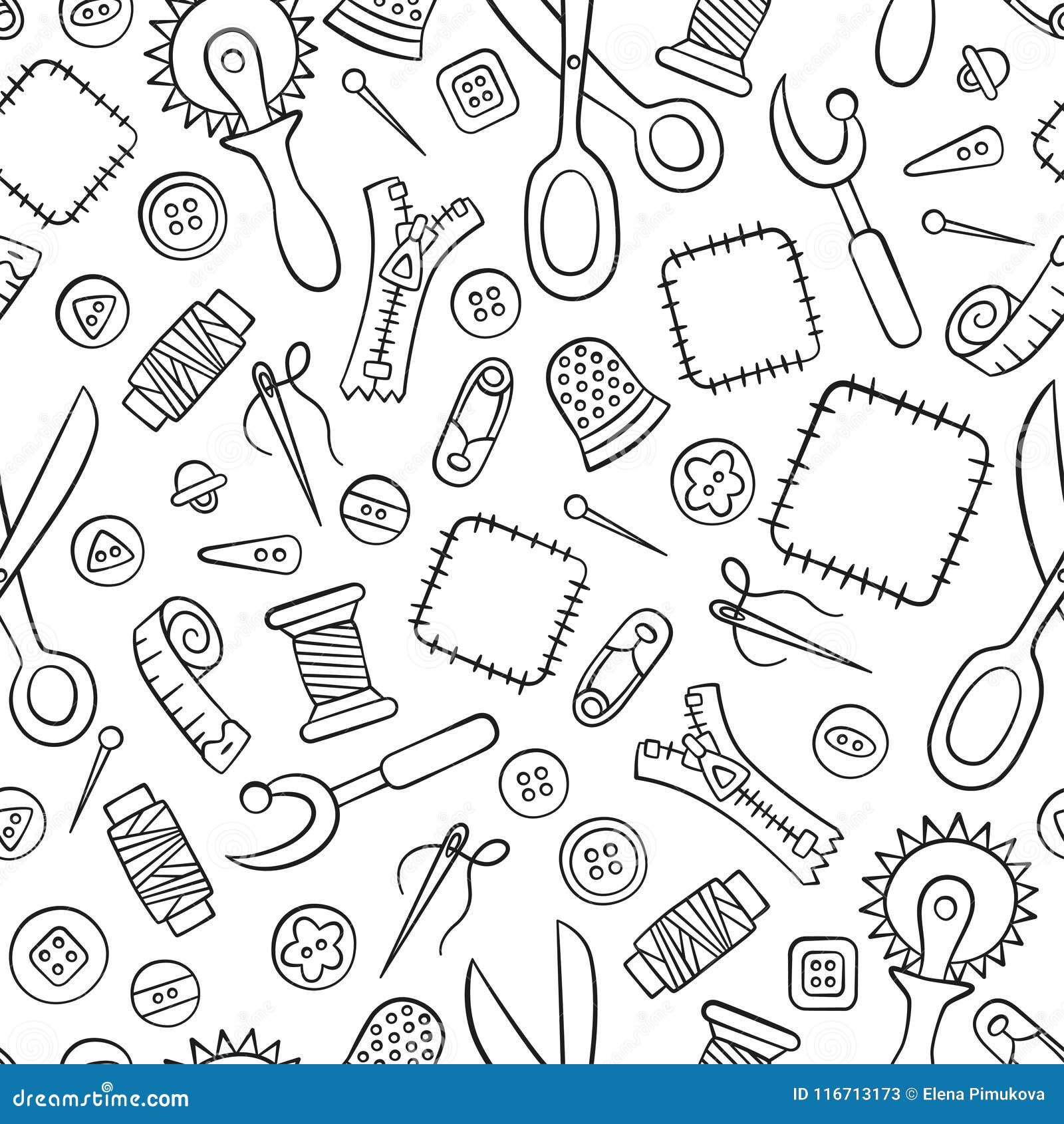 Sewing and Needlework. Tools and Accessories. Seamless Pattern in ...
