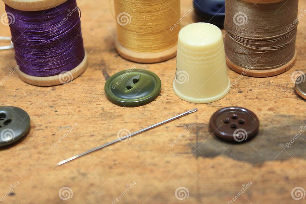 Sewing notions stock photo. Image of string, purple, brown - 38965010
