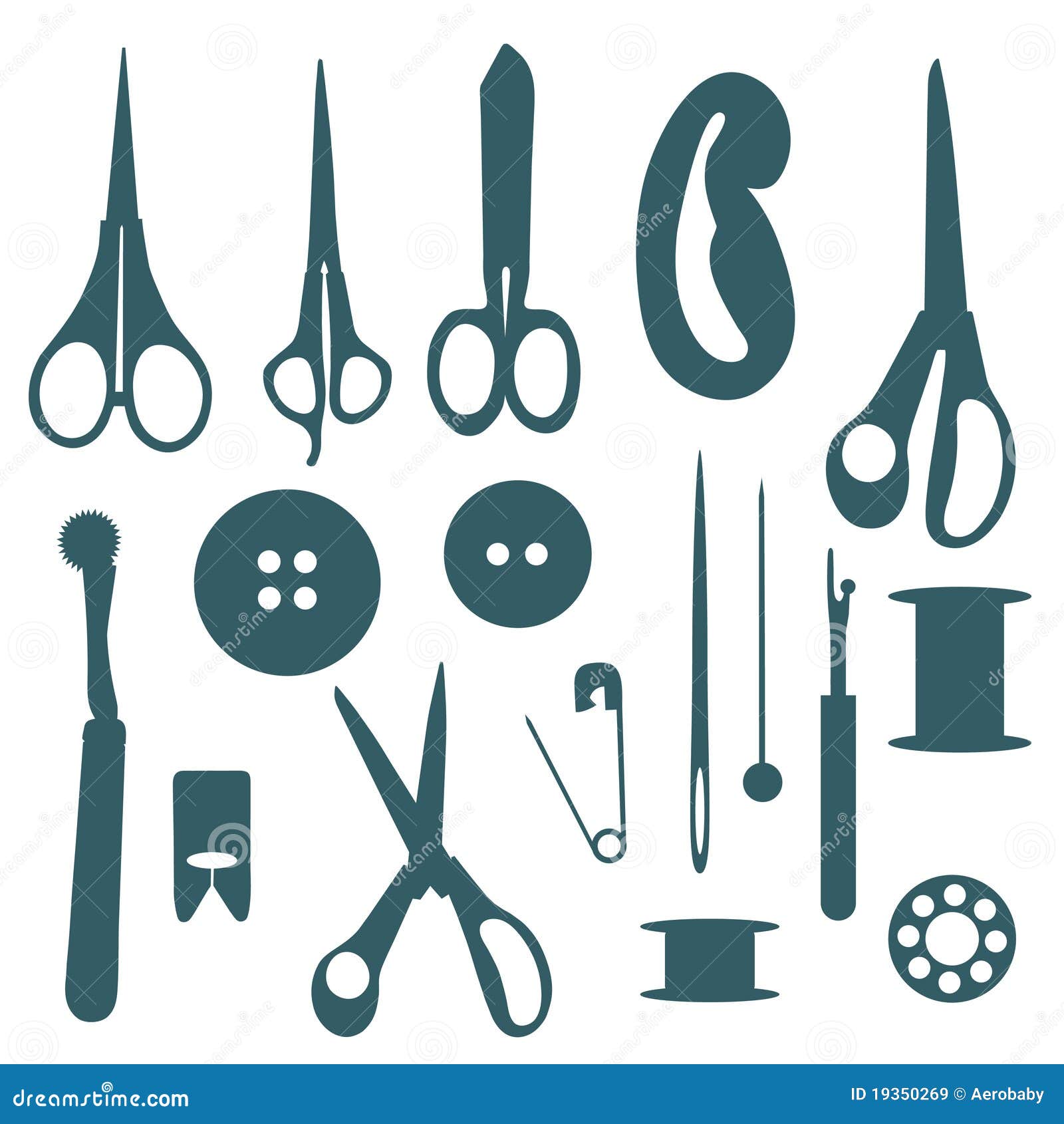 Sewing Objects Silhouettes Set Stock Vector Illustration Of Design