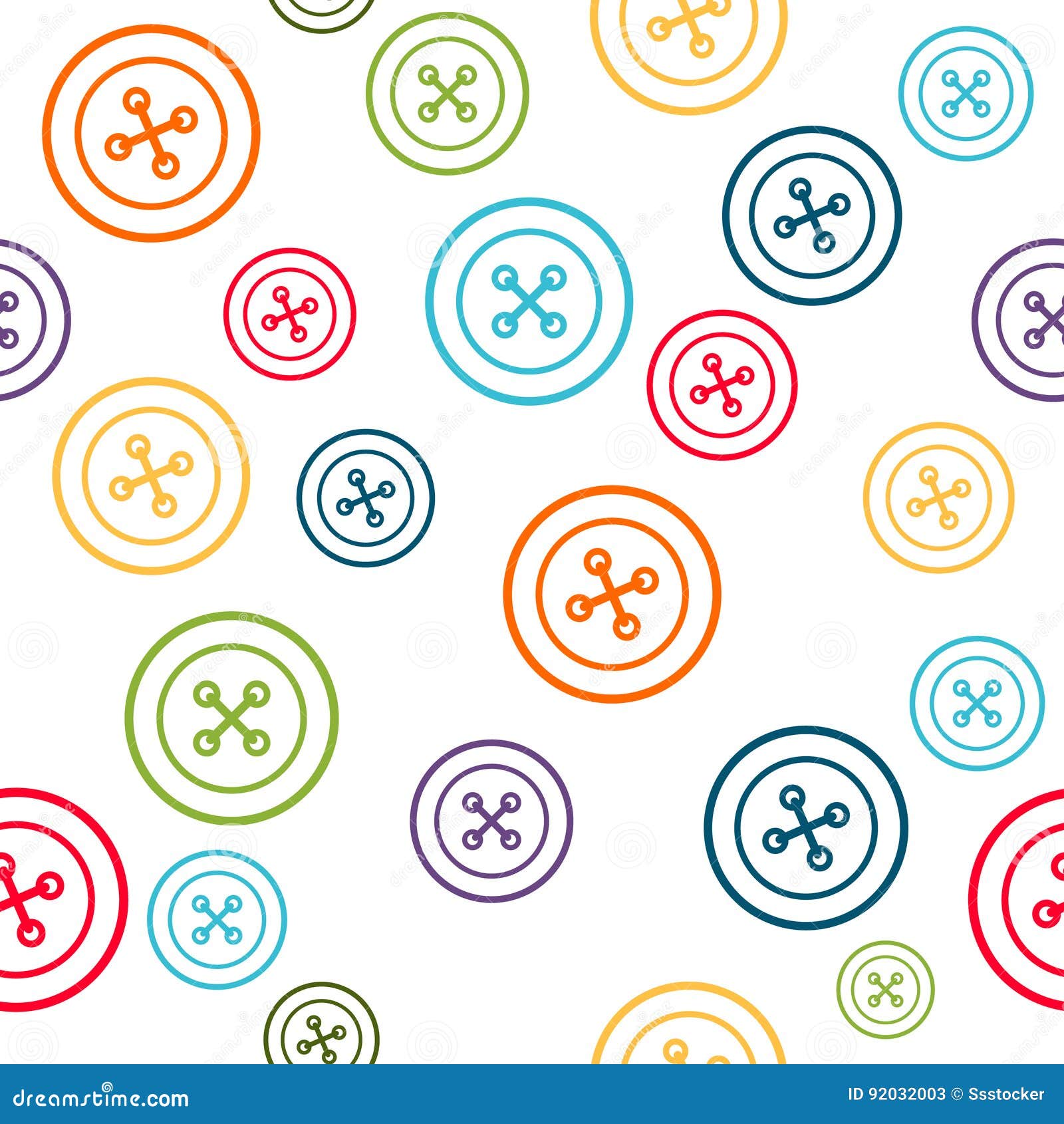 Sewing Pattern with Colorful Line Buttons Stock Vector - Illustration ...