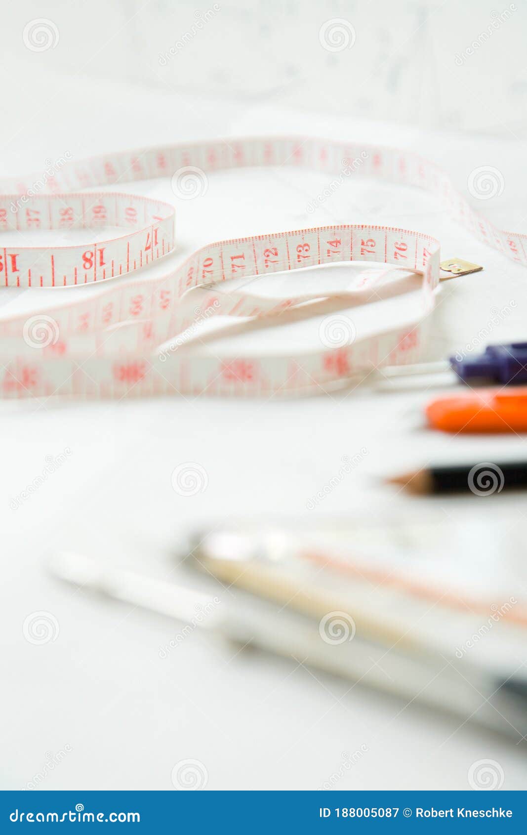 Sewing Pattern with Tape Measure Stock Image - Image of measurement ...