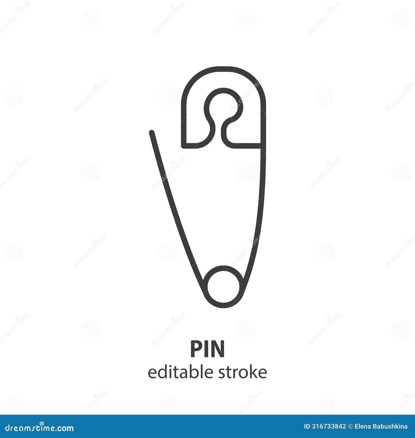 Sewing Pin Line Icon. Editable Stroke Stock Vector - Illustration of ...