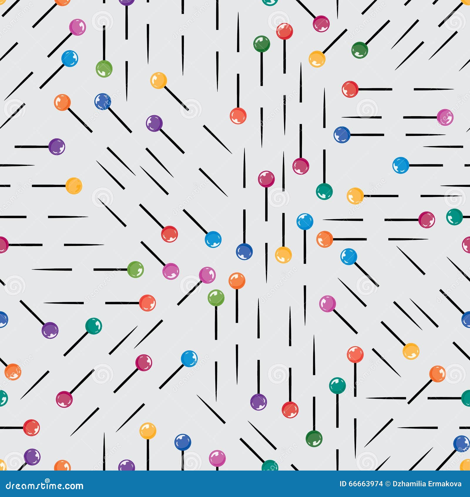 Sewing pins stock vector. Illustration of objects, colorful - 66663974