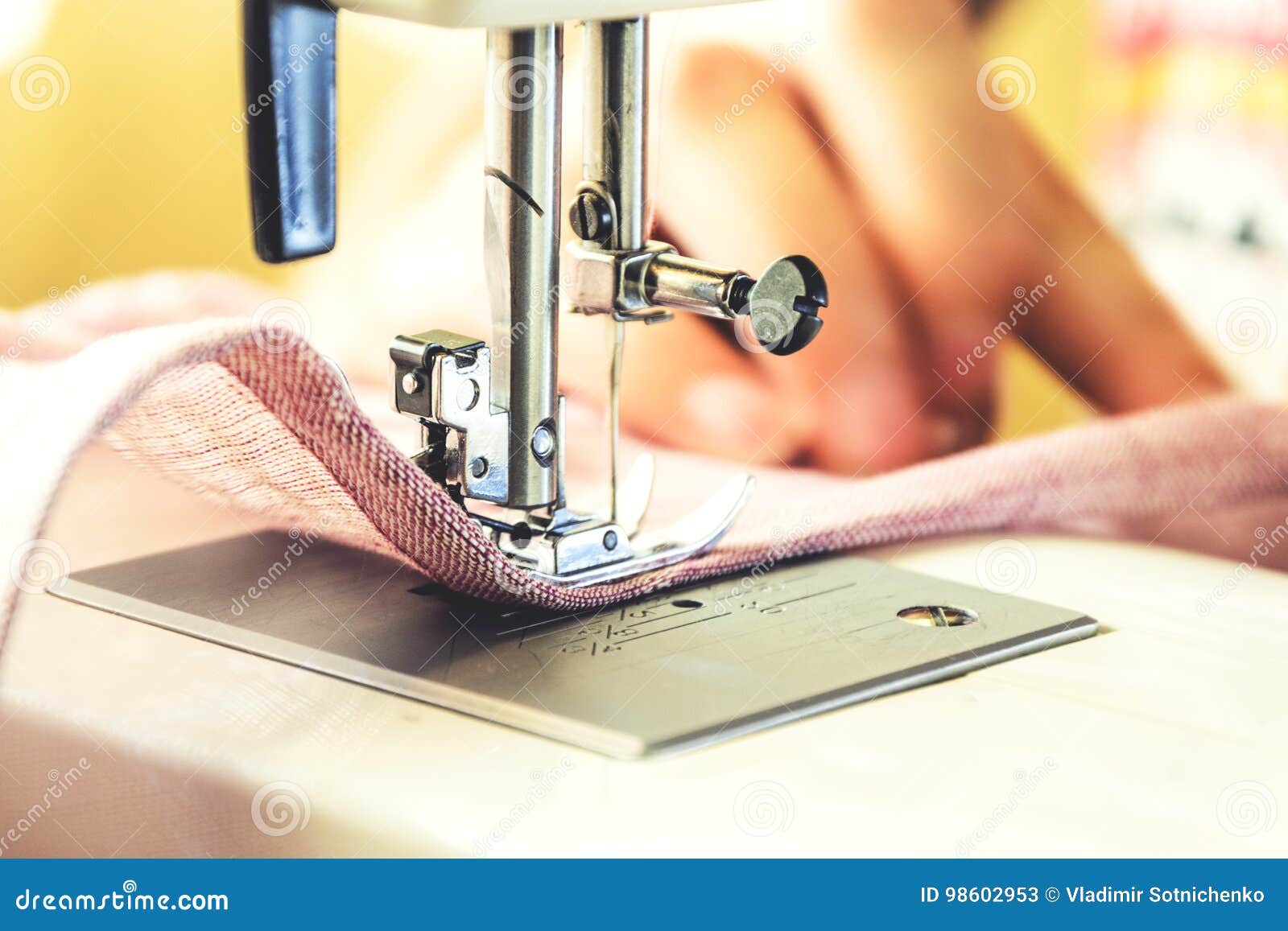 Sewing Process on the Sewing Machine Stock Image - Image of closeup ...