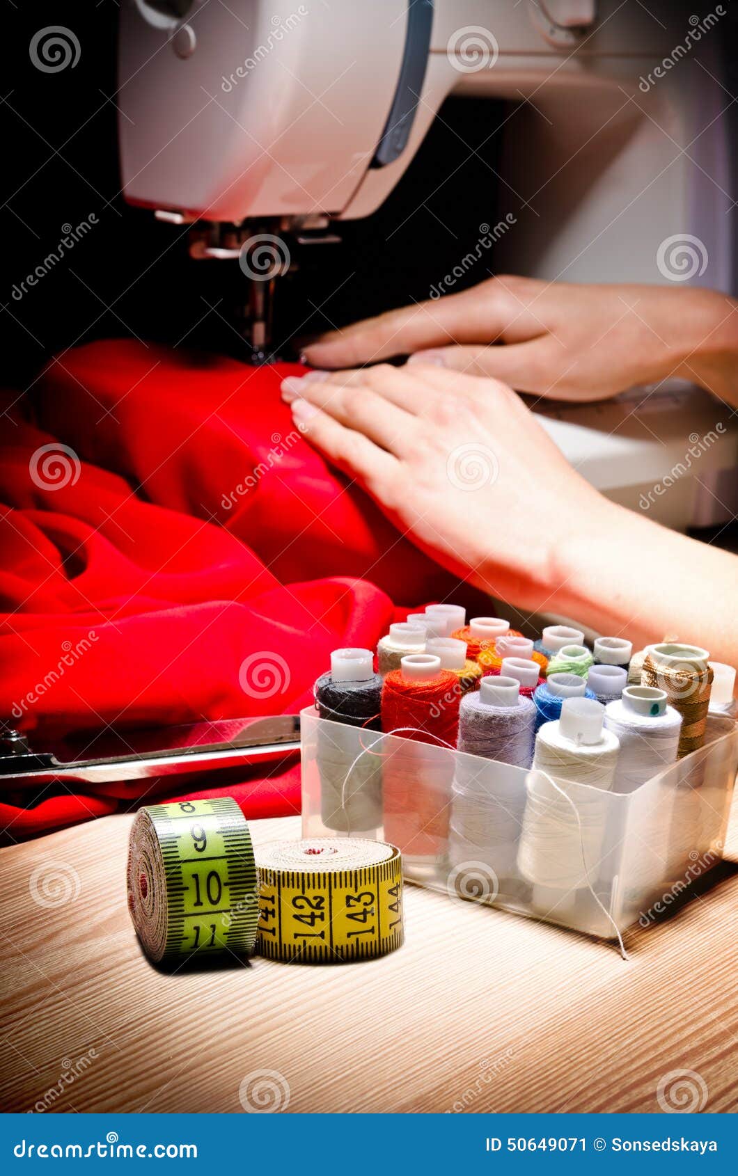 Sewing process stock image. Image of fabric, holding - 50649071