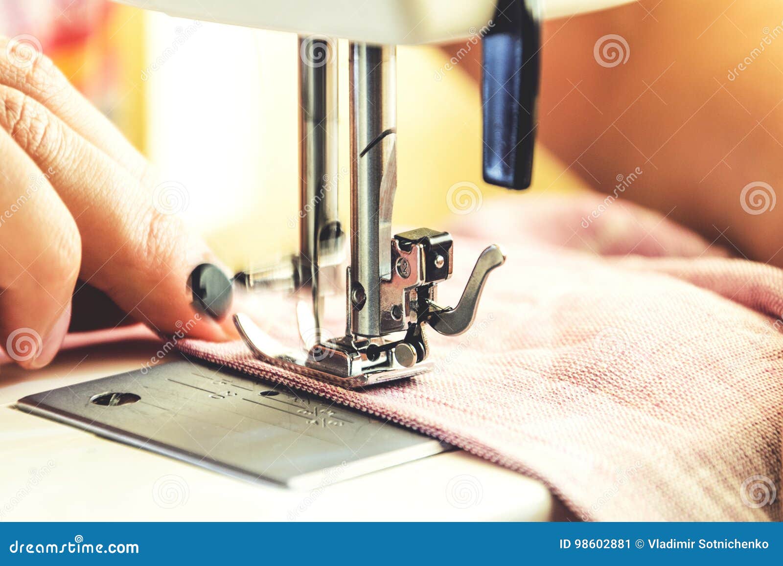 Sewing Process on the Sewing Machine Stock Image - Image of clothes ...