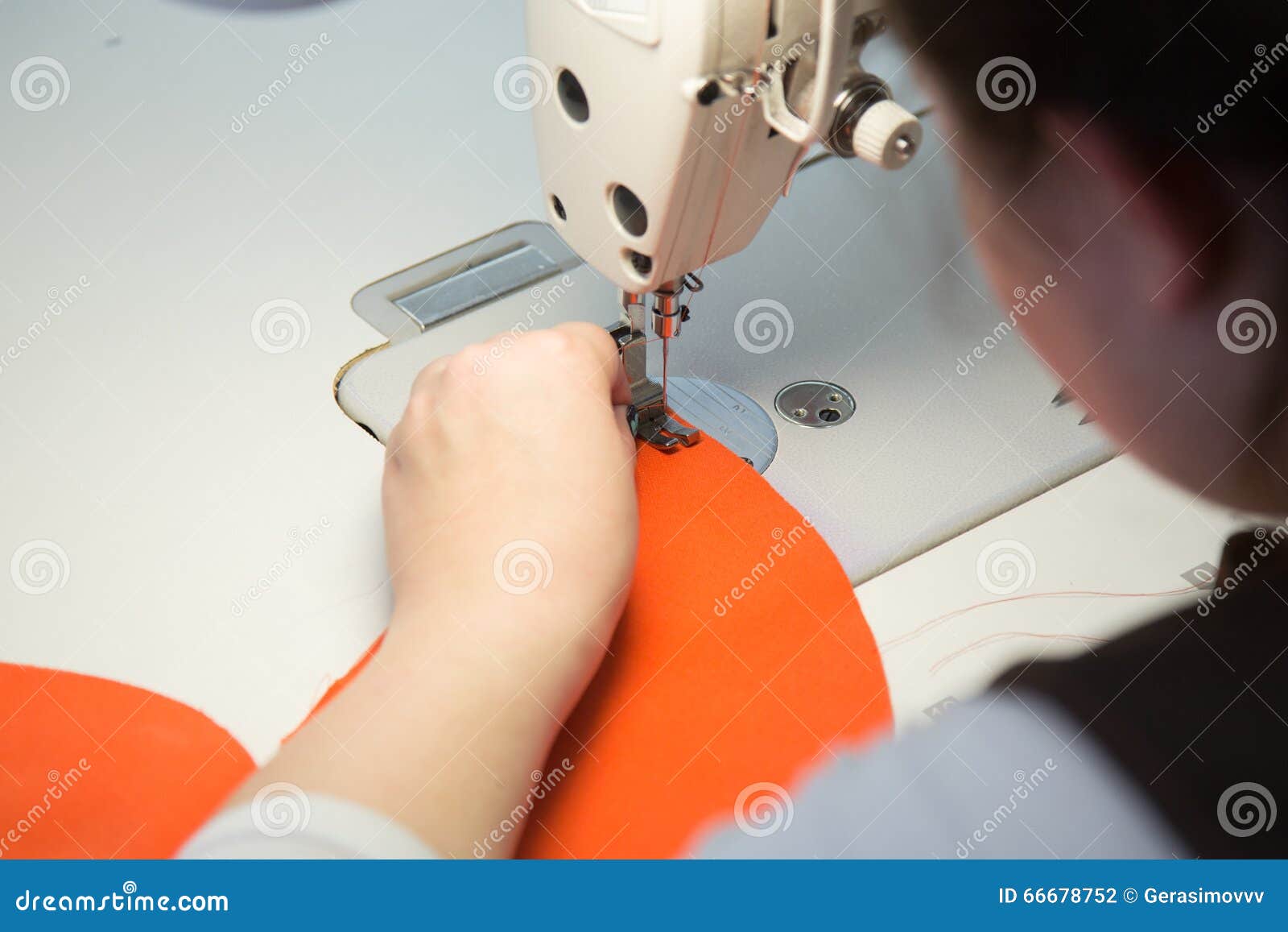 Sewing Process on a Manufacture Stock Photo - Image of sharp, black ...