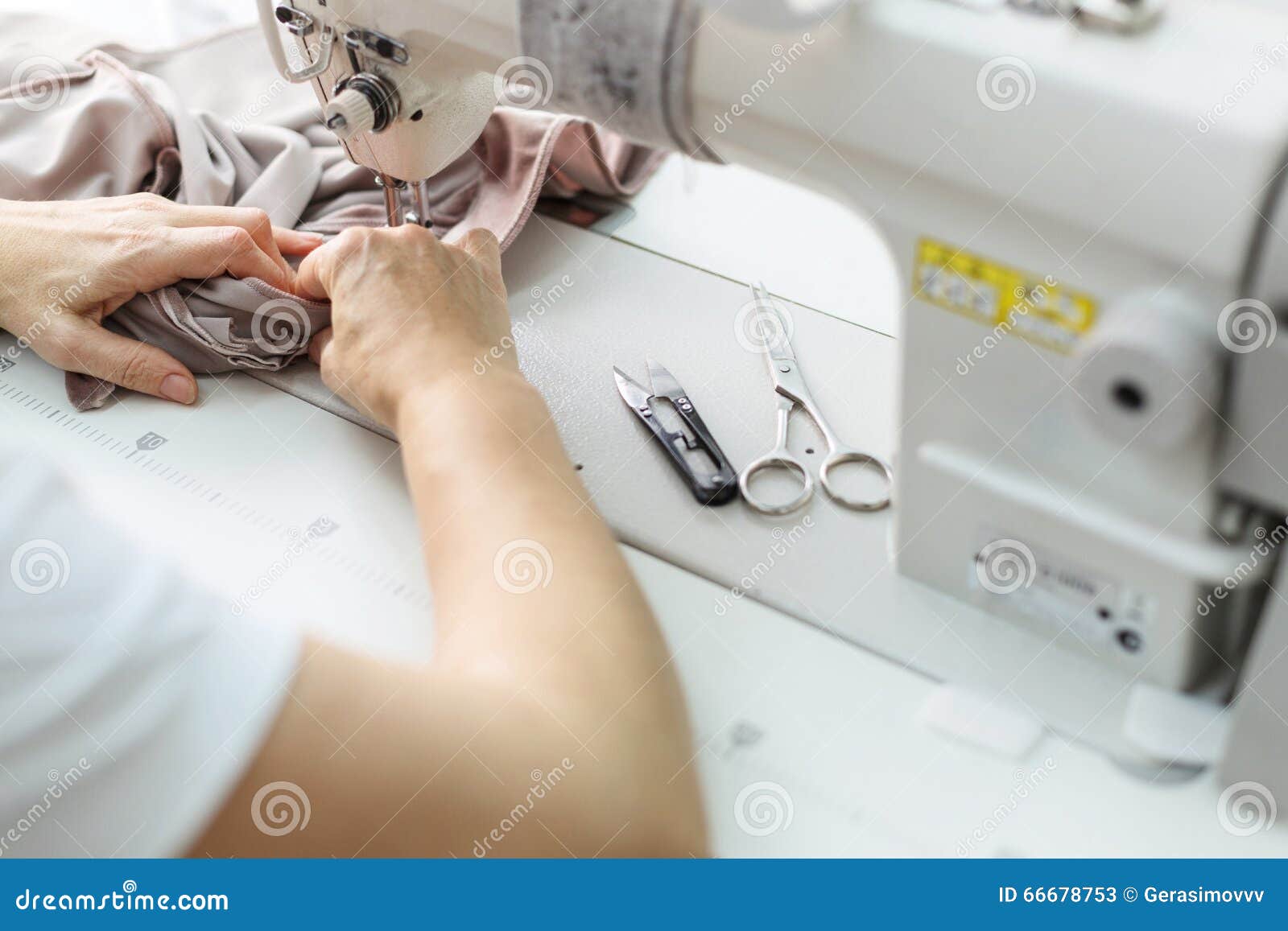 Sewing Process on a Manufacture Stock Image - Image of detail ...