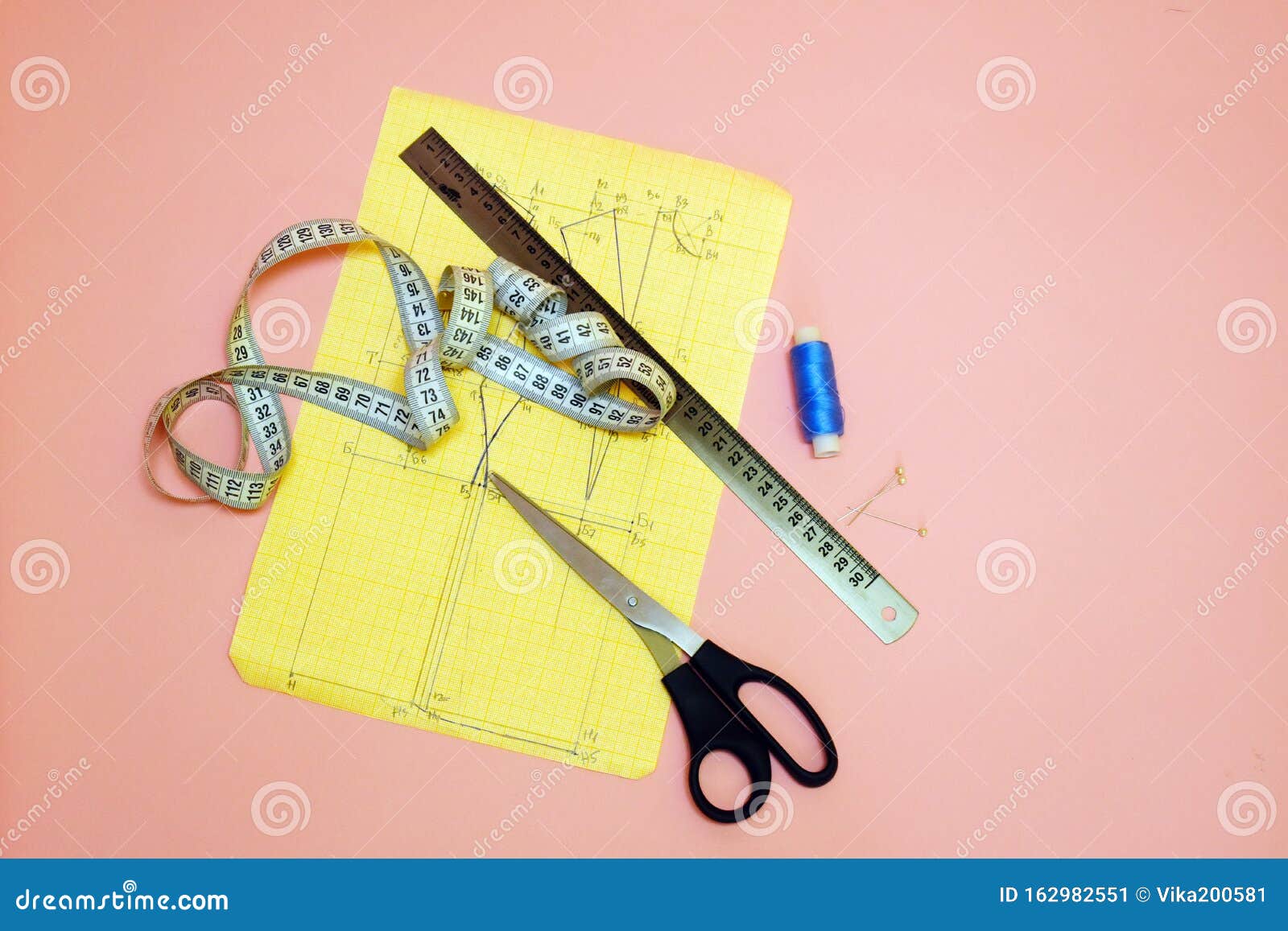 Pattern and Modeling of Clothes. Tools Seamstresses in the Studio Stock ...