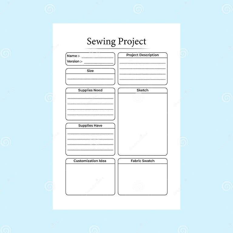 Sewing Project KDP Interior Notebook. Needlework Project Task Tracker ...
