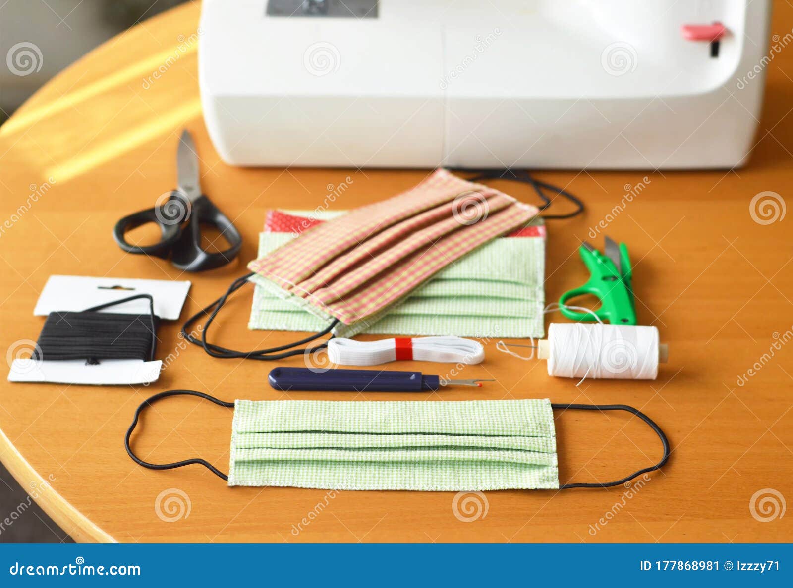 Sewing Protective Medical Masks. Handmade Medical Face Masks Stock ...